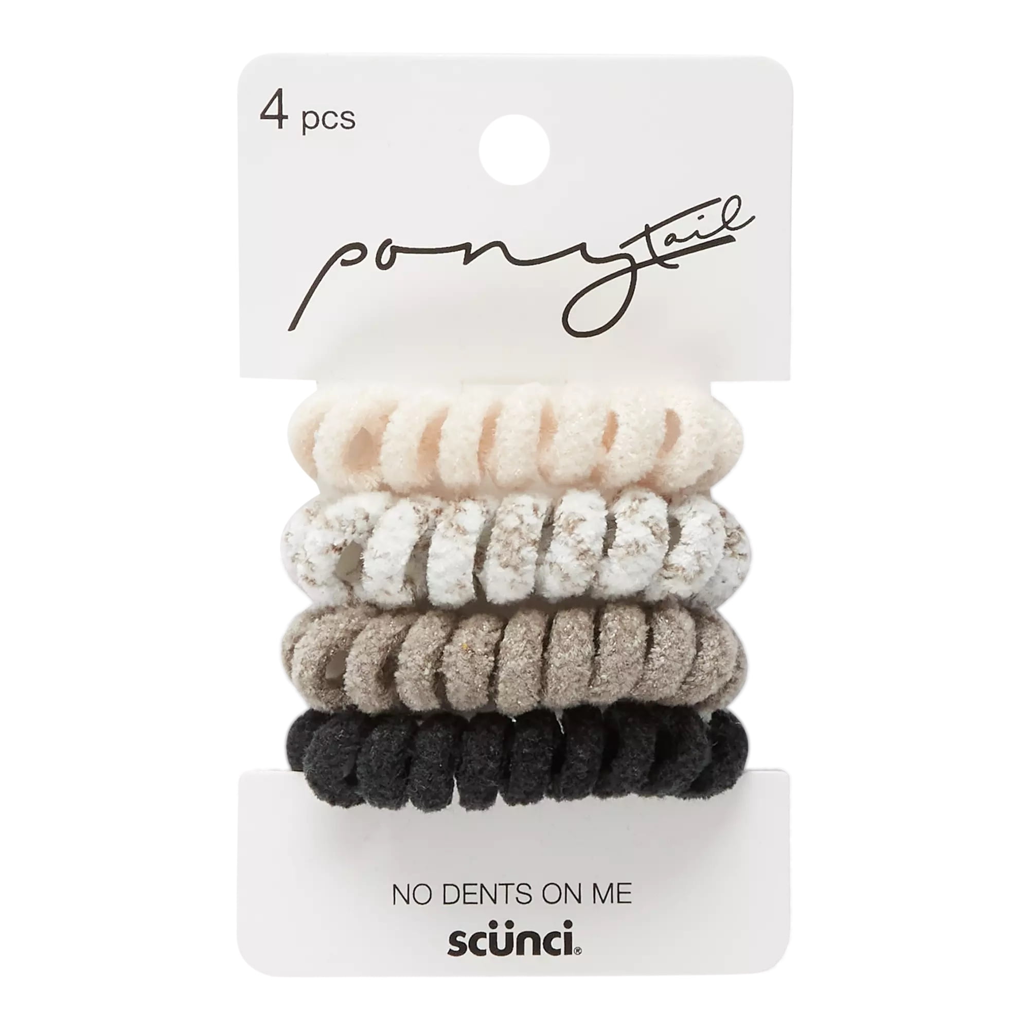 Scunci Ponytail Fabric Hair Spirals, Assorted Colors, 4-Pieces ...