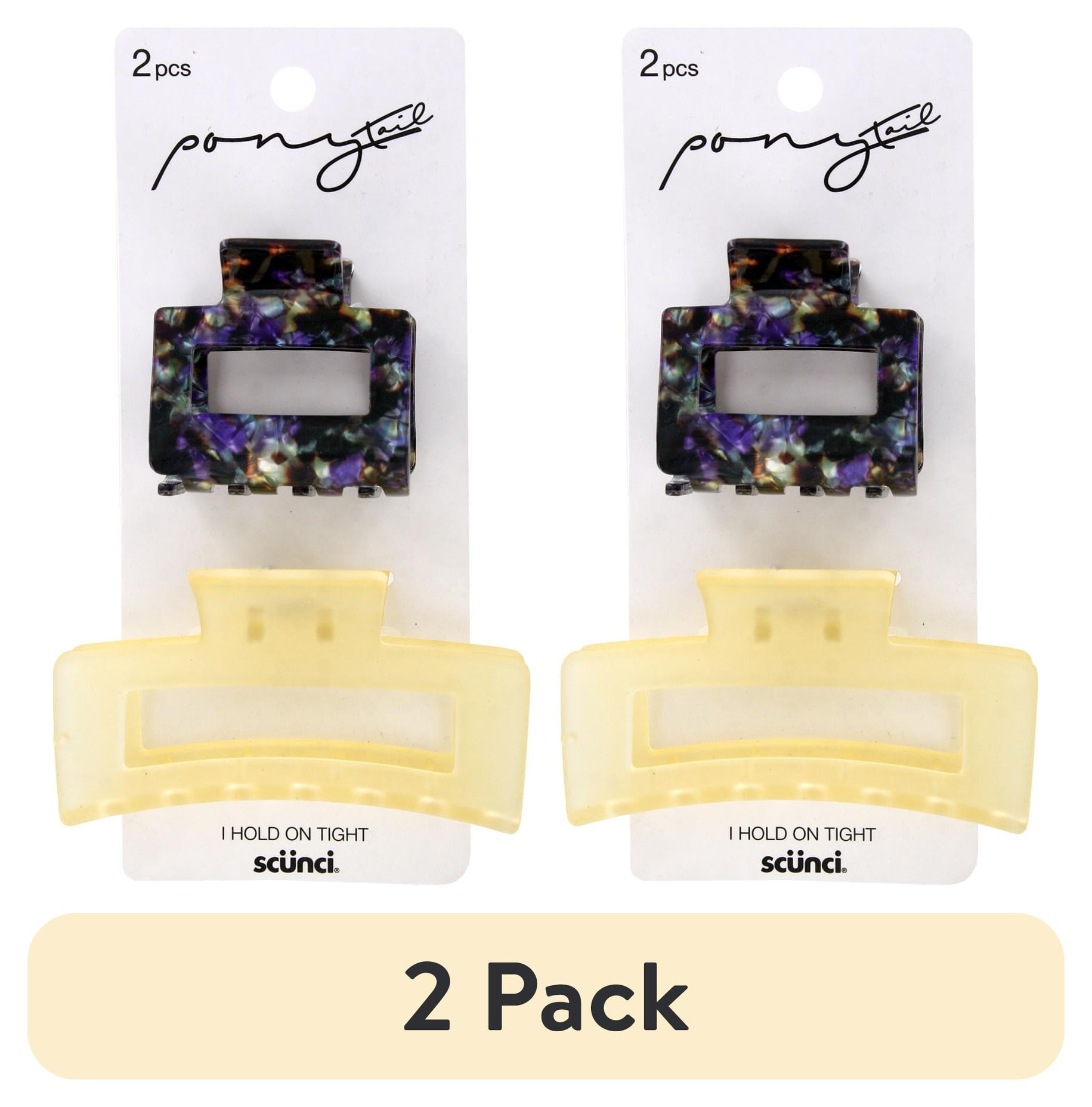(2 pack) Scunci Ponytail Open Cut Hair Claw Clips, Assorted Color and ...