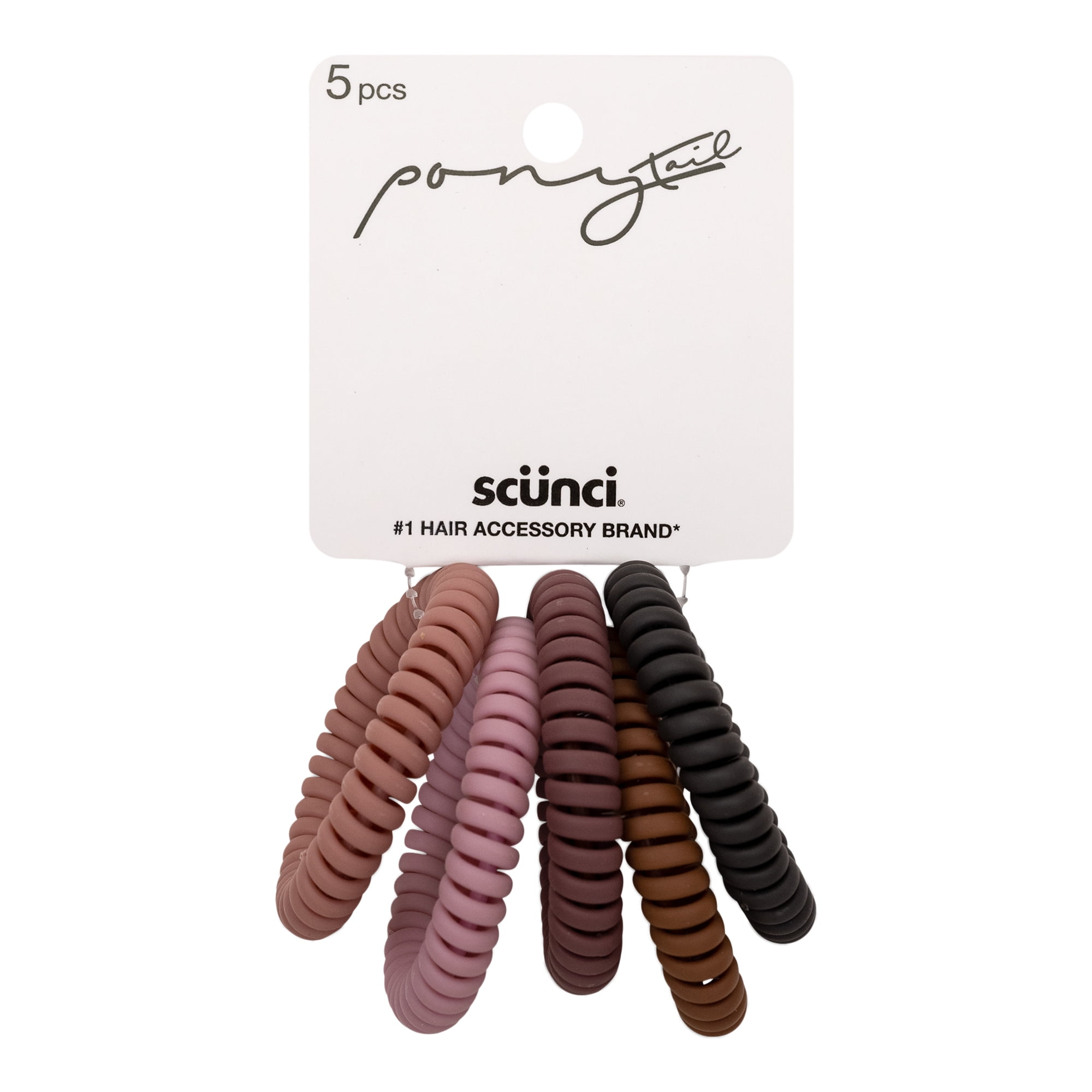 Scunci Ponytail Spirals Evo Core, Assorted Neutral Colors, 5-Pieces ...
