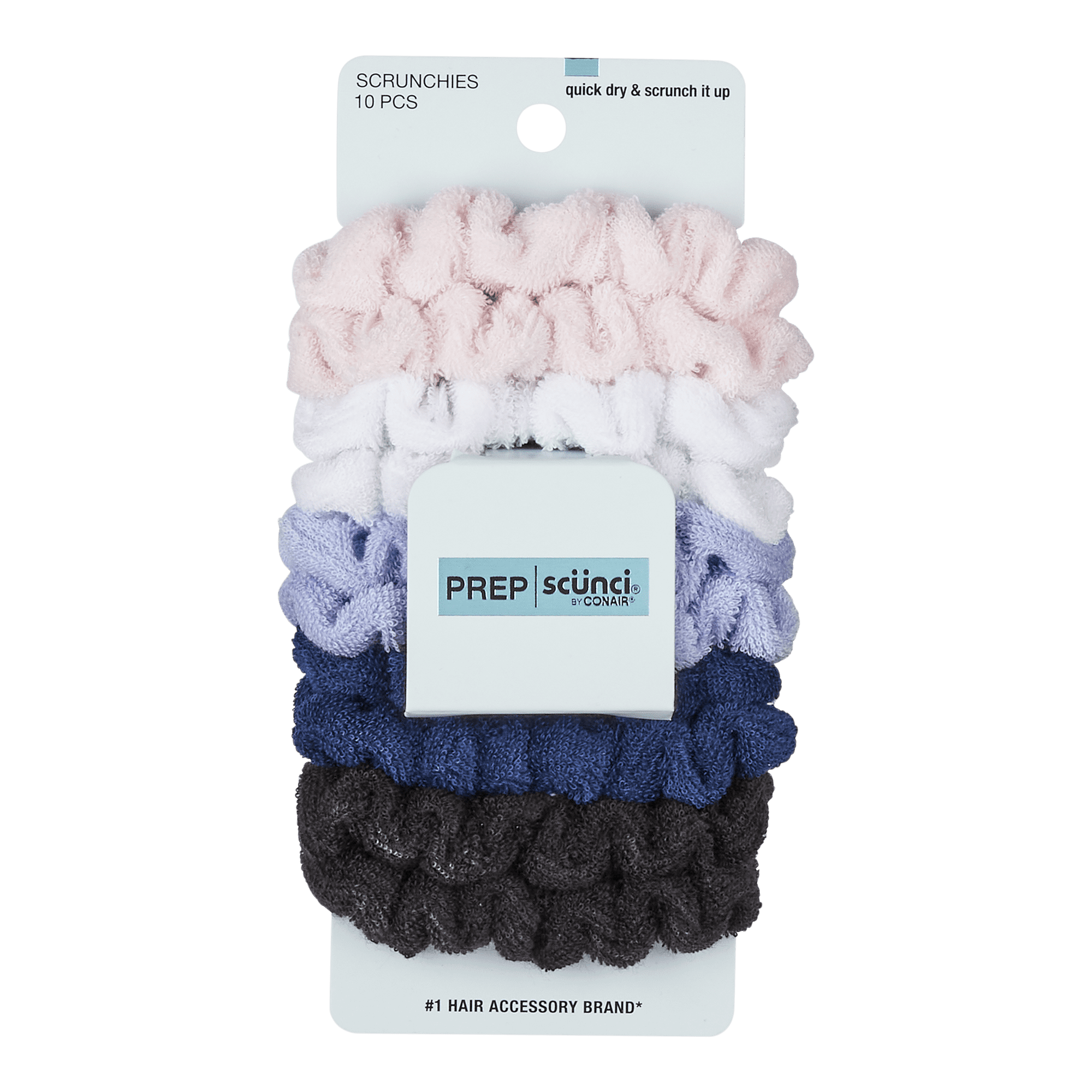 Scunci Prep Mini Terry Hair Scrunchies, Assorted Colors, 10-Pieces ...