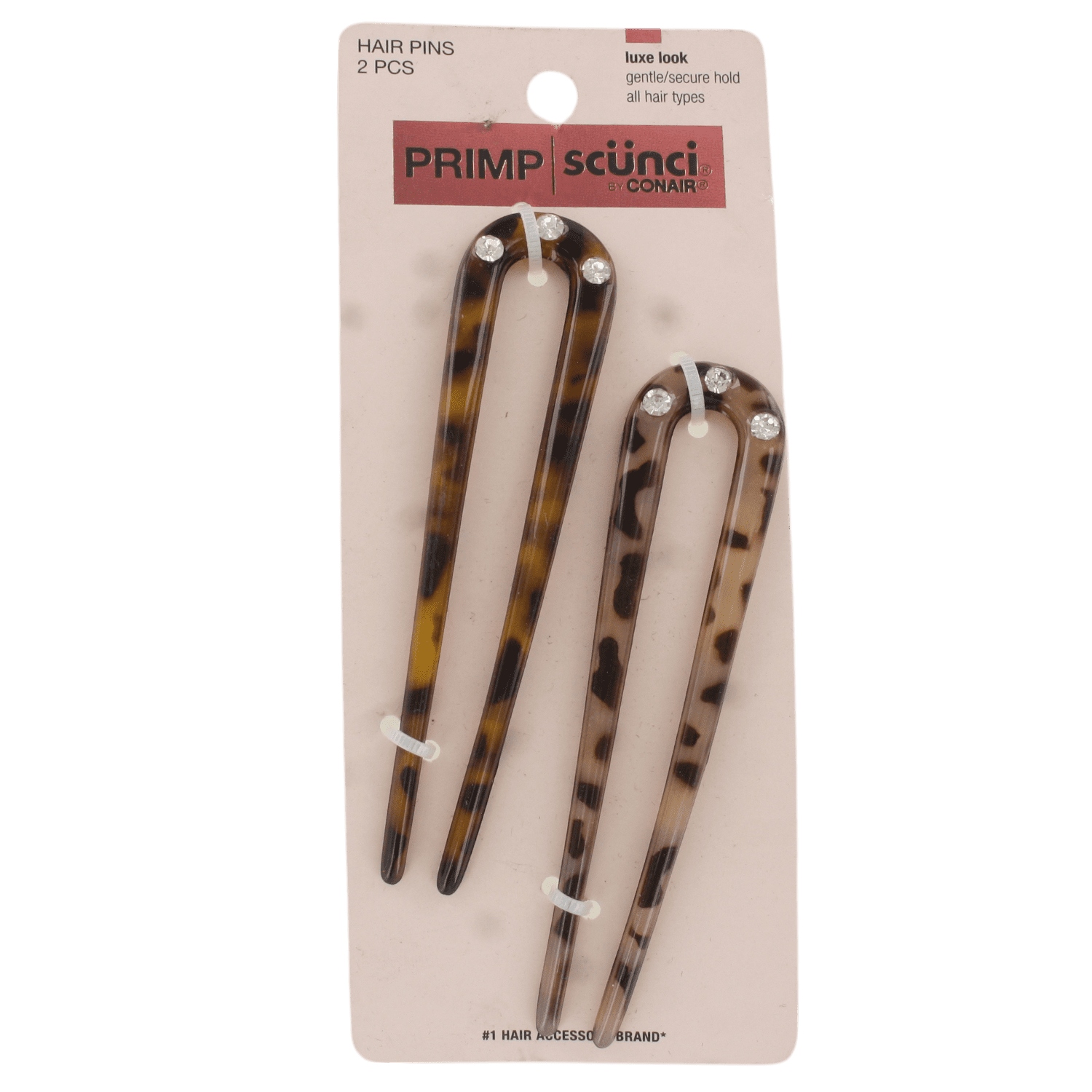 Scunci Primp Luxe Look Hair Pins, Tortoiseshell Design with Rhinestone ...