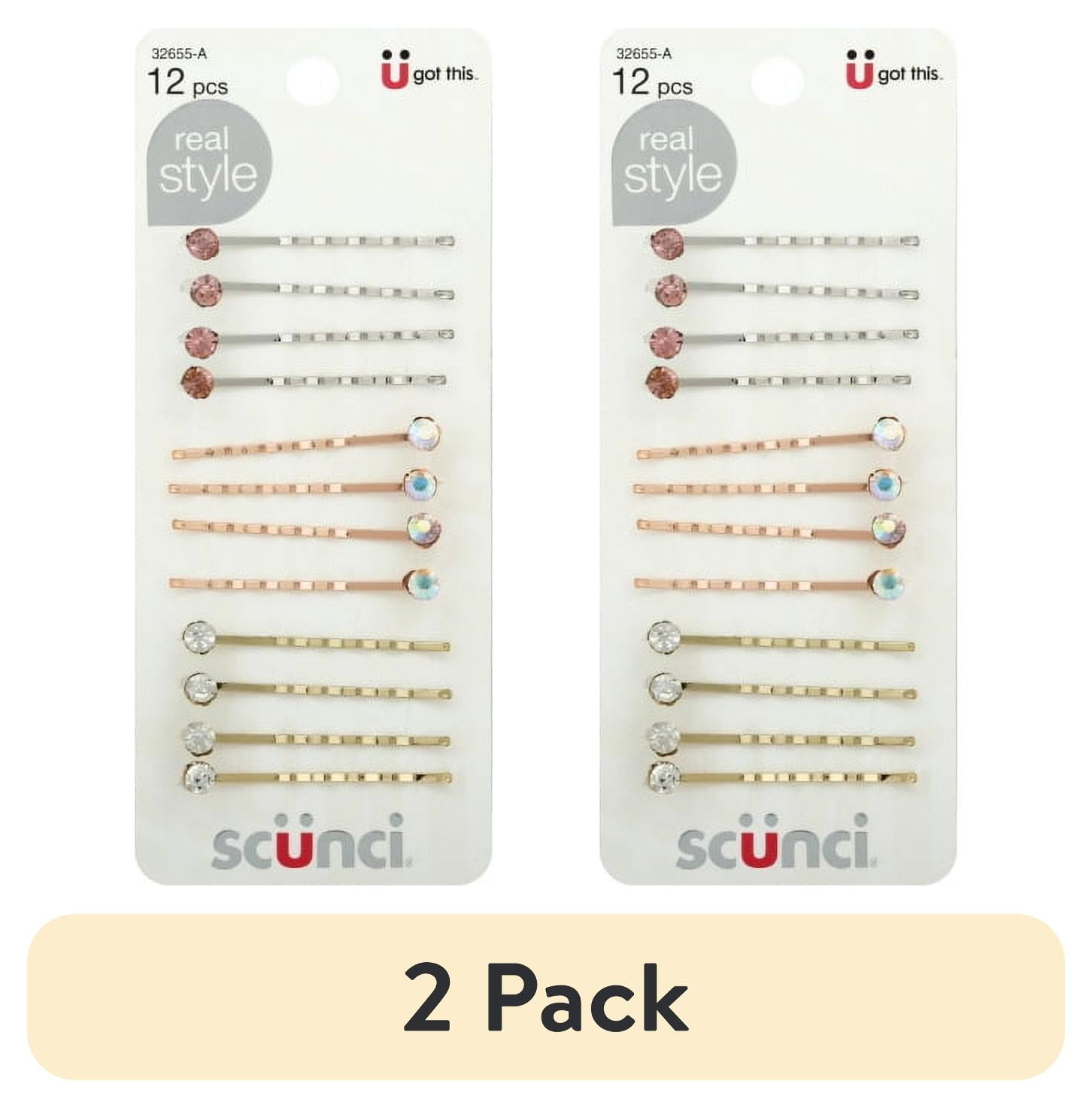 (2 pack) Scunci Real Style Bobby Pins, Assorted Metal Stone, 12 Ct ...