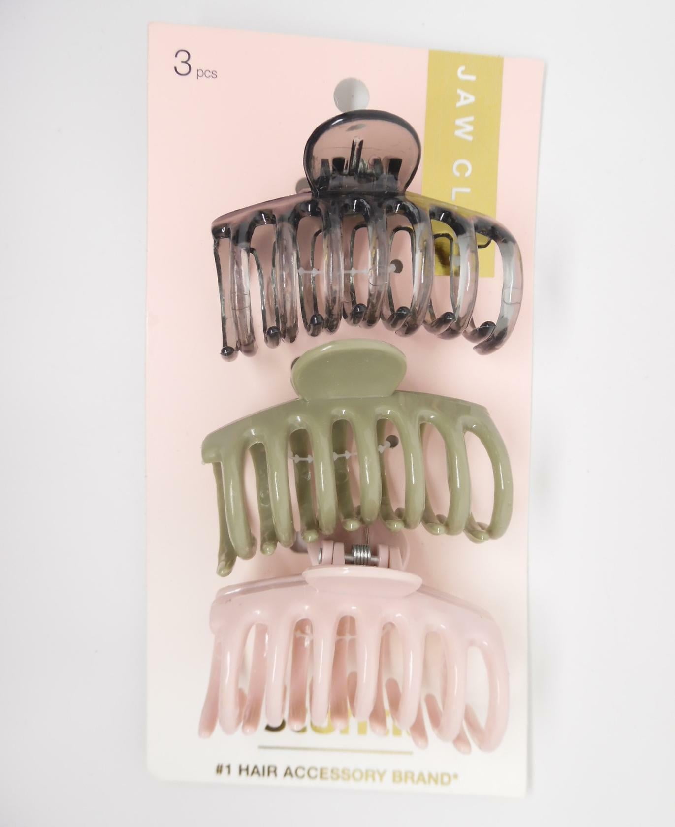 Scunci Recycled Barrel Shape Claw Clips, Black/Olive/Pink - All Hair, 3 ...