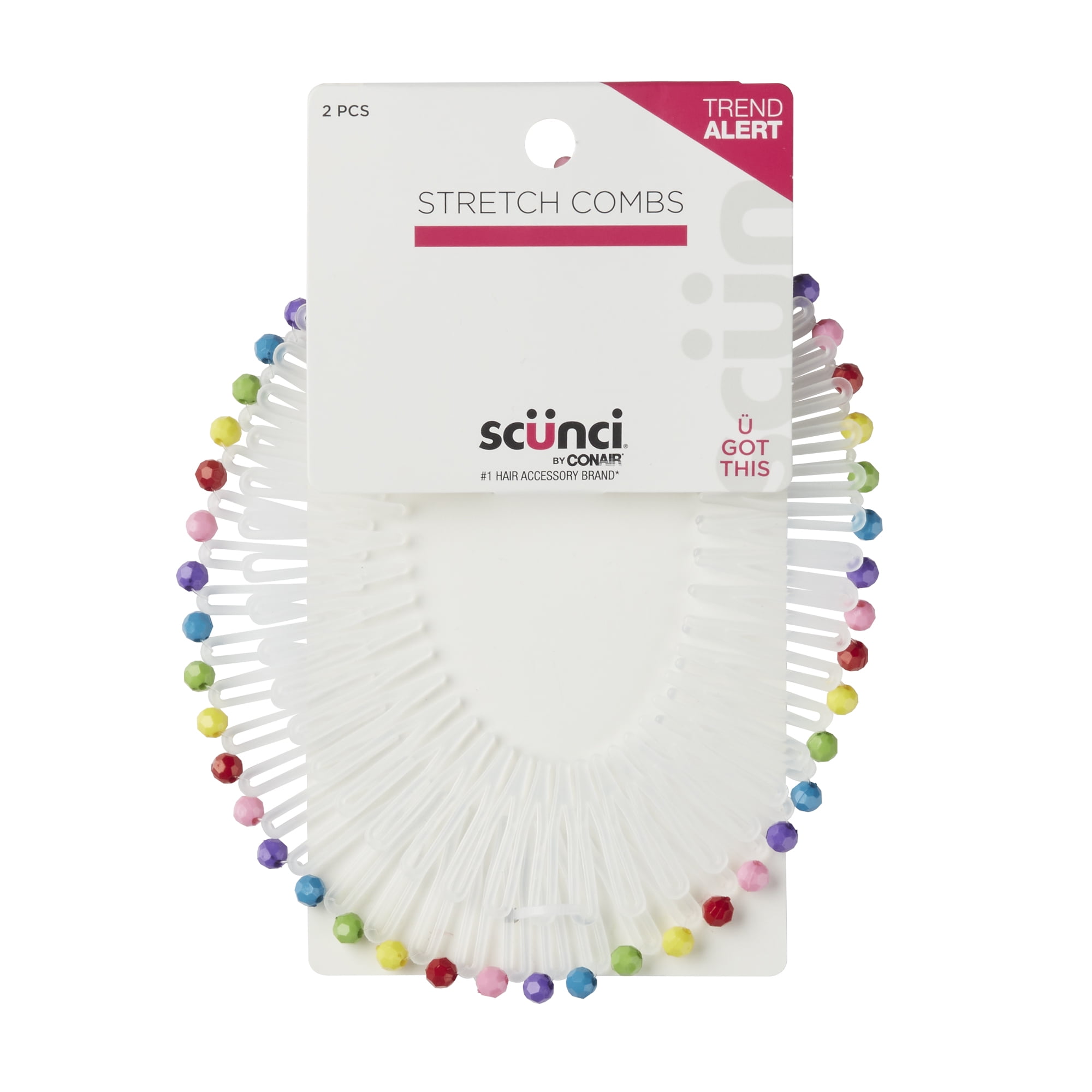 Scunci Stretch Hair Comb Circular Headband, Clear and Multi-Color, 2 Ct ...