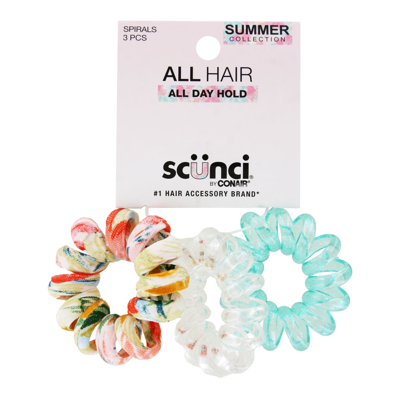 Scunci Summer Collection All Hair All Day Hold Hair Spirals, Assorted ...