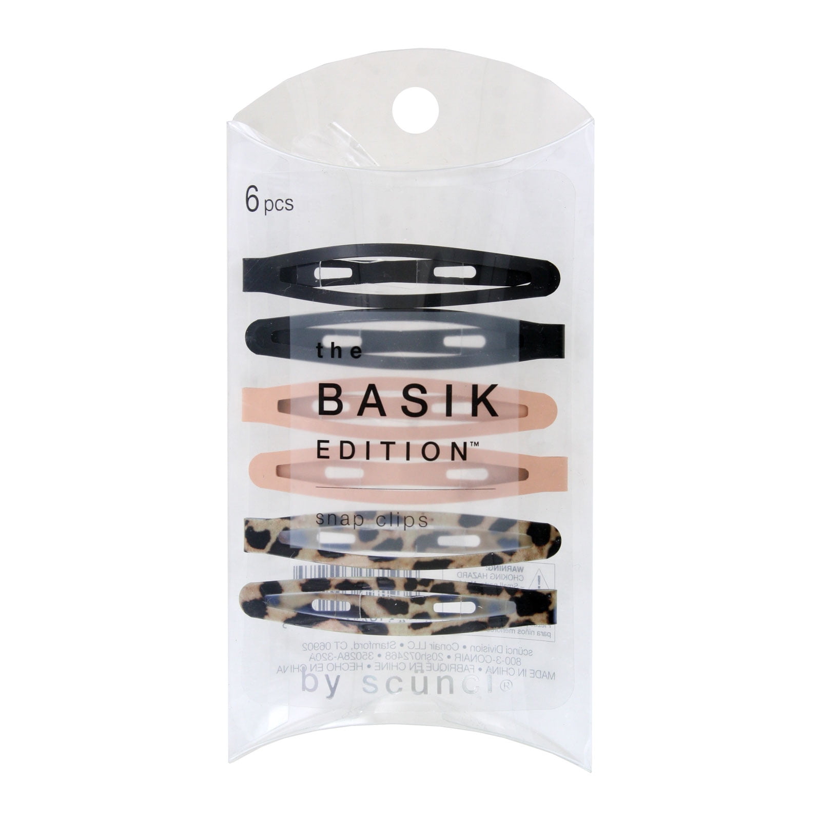 Scunci The Basik Edition Hair Snap Clips, Assorted Colors, 6-Pieces ...