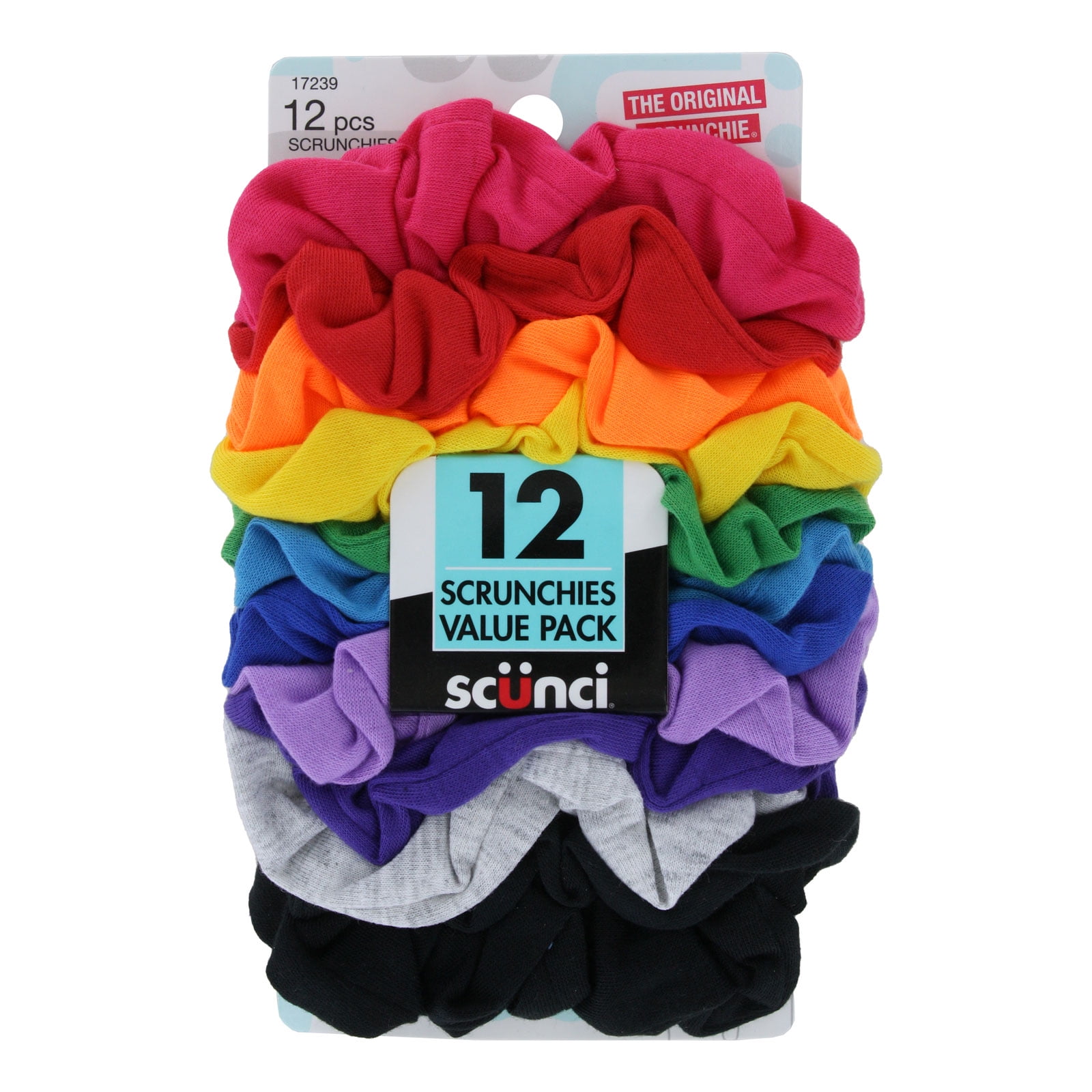 Scunci Large Hair Bands, Original Knit Scrunchies, Assorted Colors, 12 ...