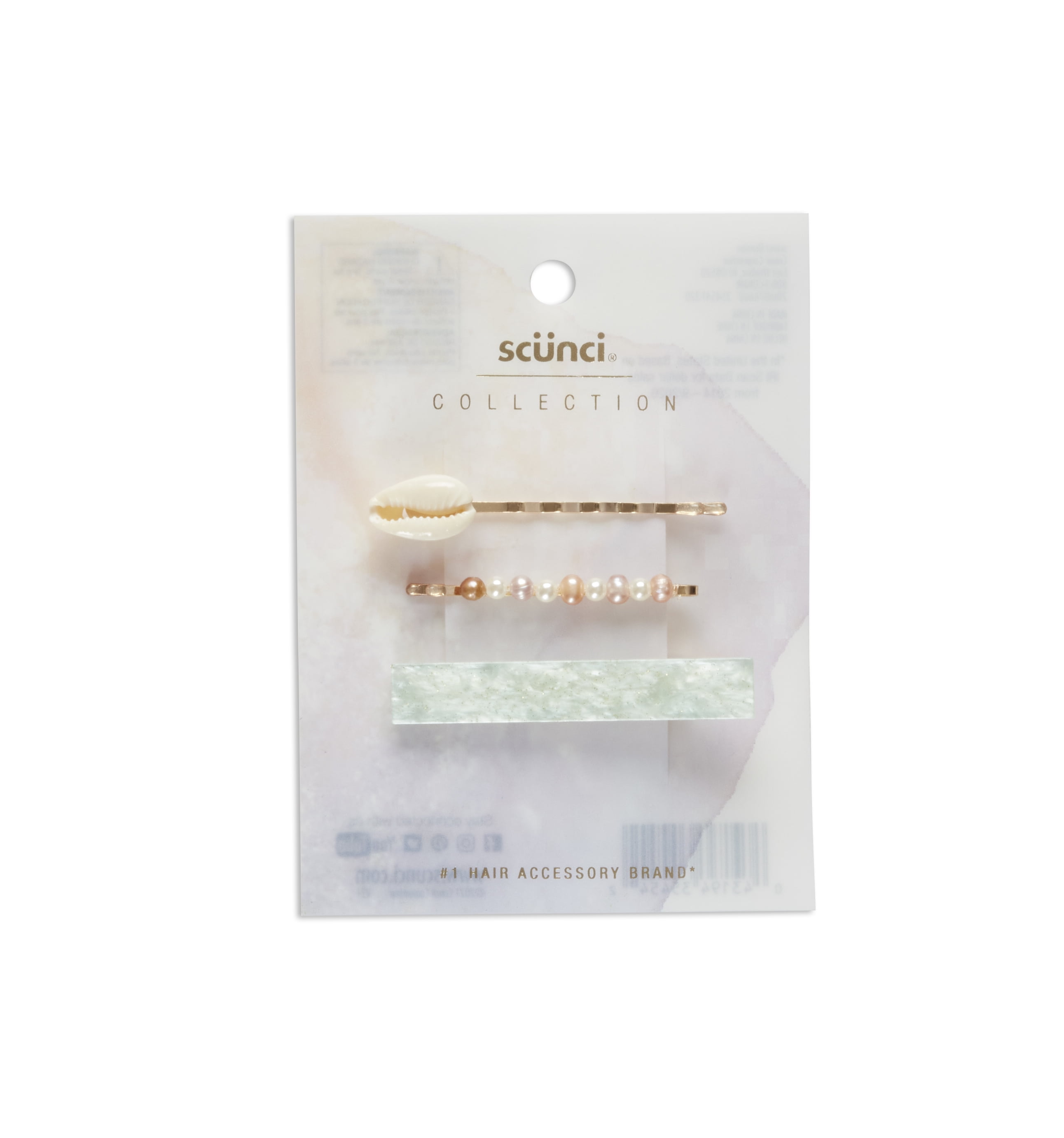 Scunci Trend Collection Multi-Pack Bobby Pin Hair Clips, Mint, 3 Ct ...