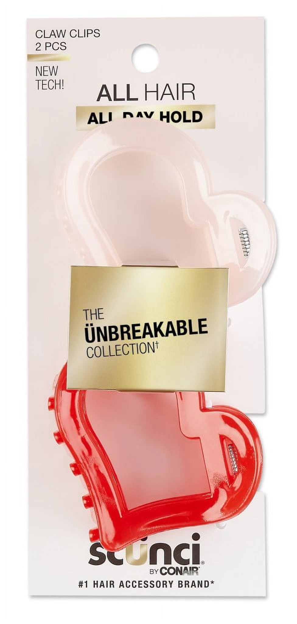 Scunci Unbreakable Heart Claw Clips, Red and Pink, 2 Count - Walmart.com