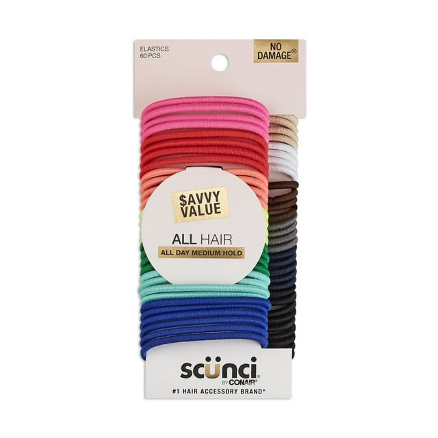 Scunci Value Pack Ponytail Hair Ties, Multicolor, 60 Count - Walmart.com