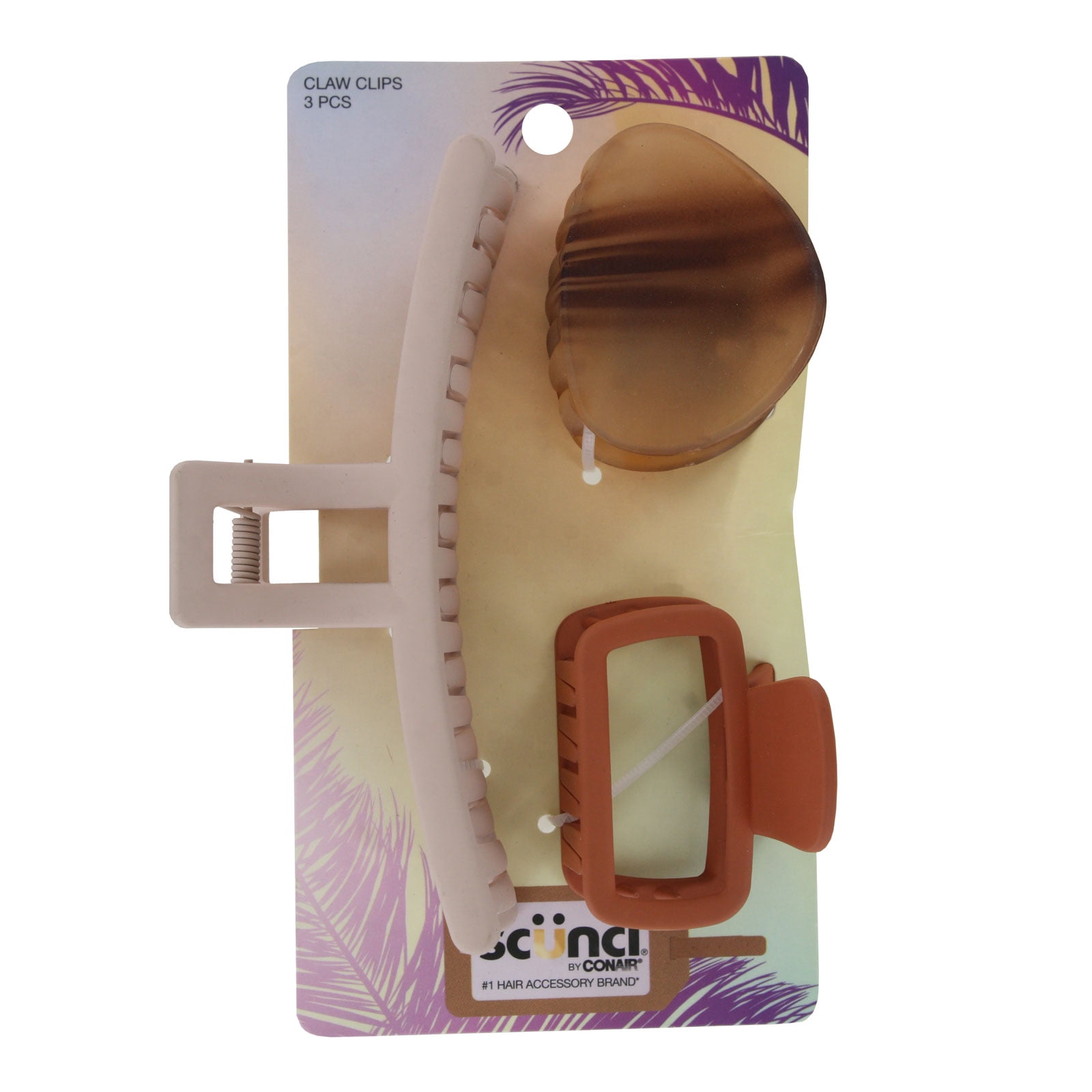 Scunci by Conair Claw Clips, 3-Pack, Assorted Sizes and Neutral Colors ...