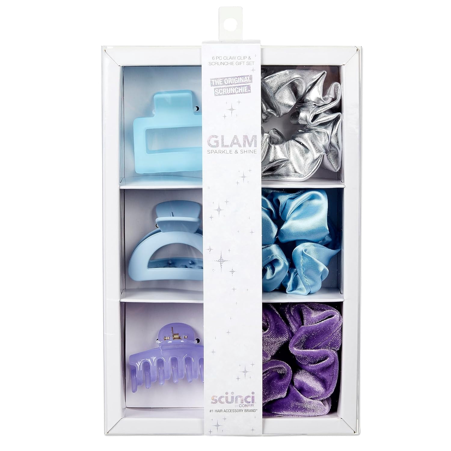 Scunci by Conair Gift Set, Gift Box Under $20, Includes 3 Claw Clips ...