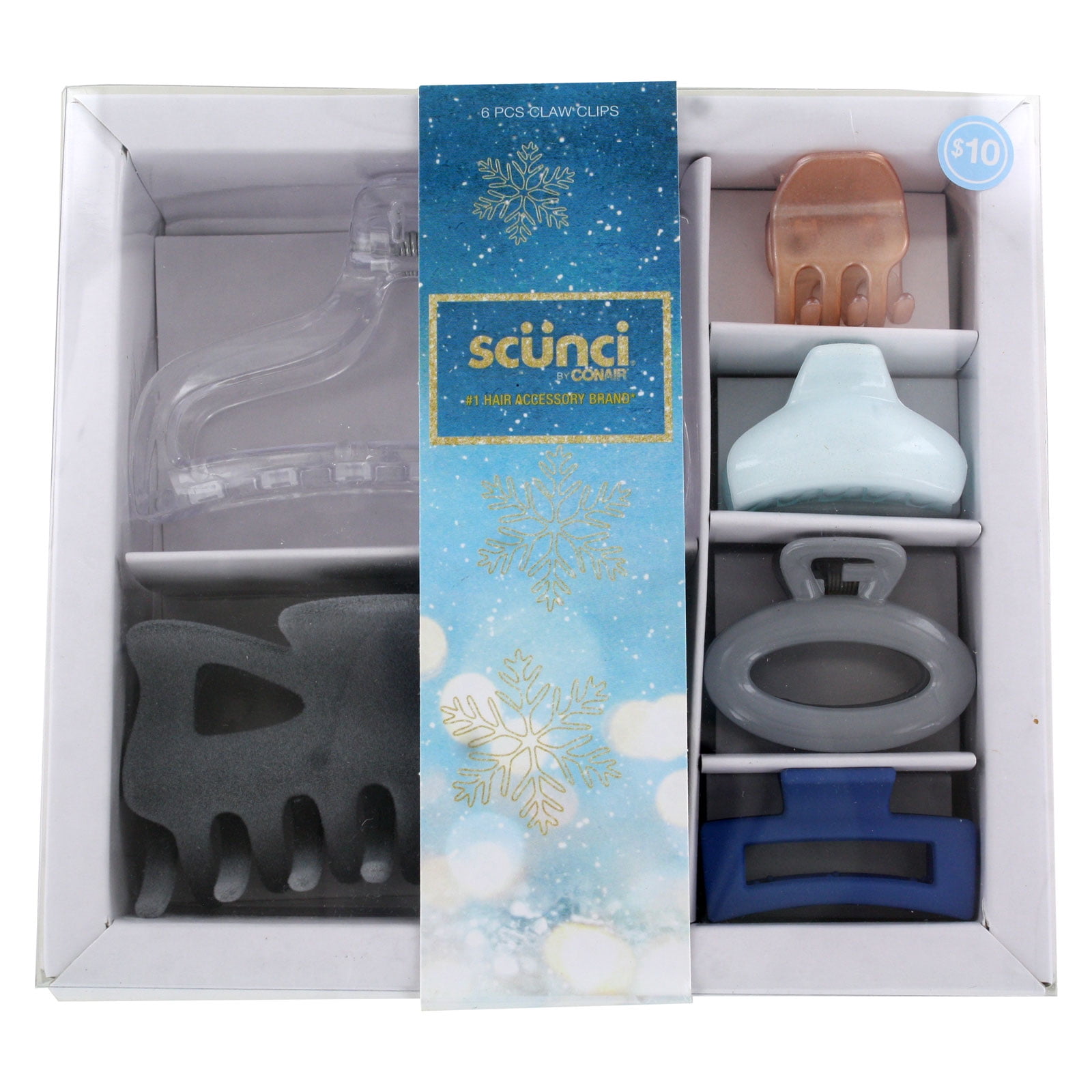 Scunci by Conair Gift Set, Gift Box Under $20, Includes 6 Claw Clips in ...