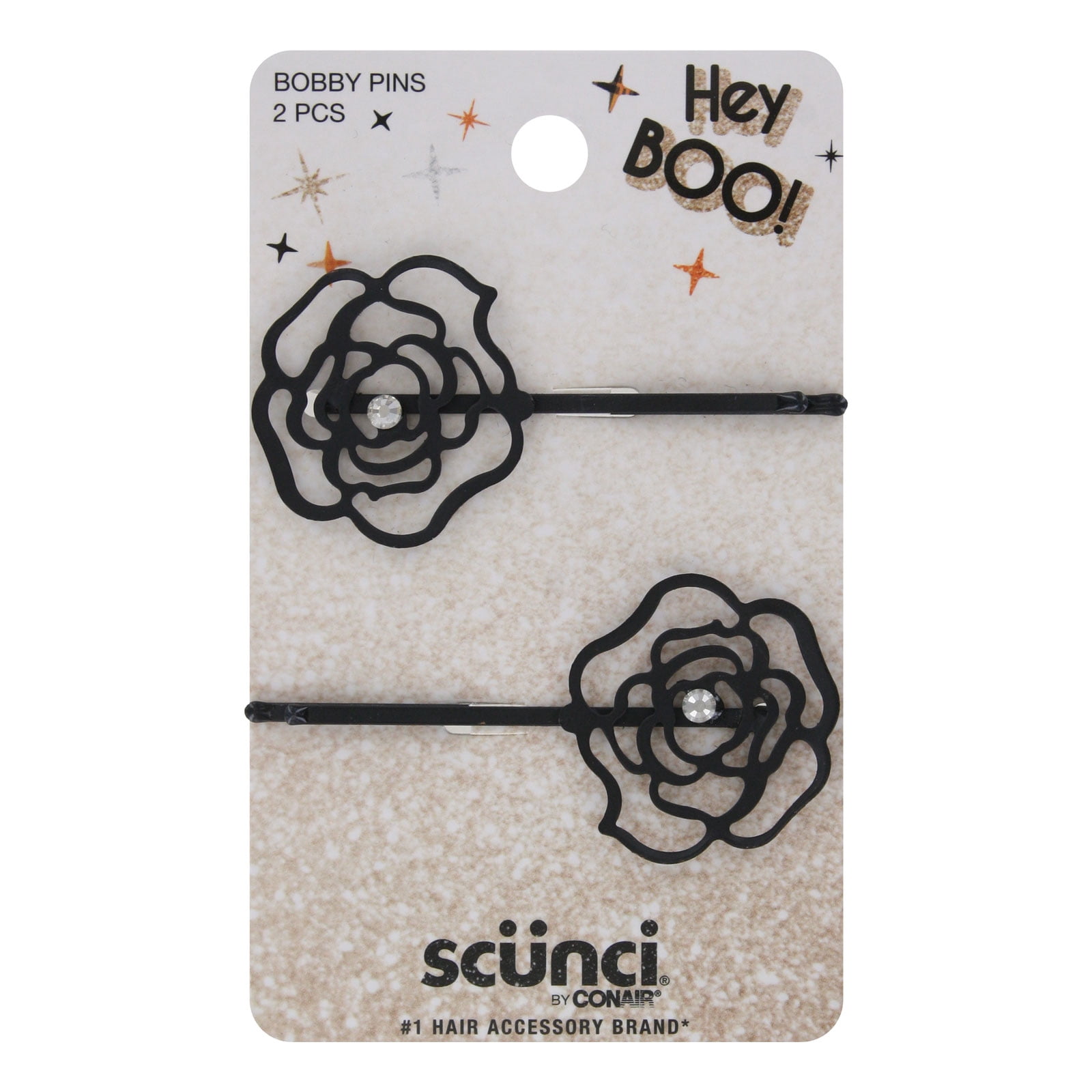Scunci by Conair Hey Boo! Halloween Rose Bobby Pins with Rhinestone ...