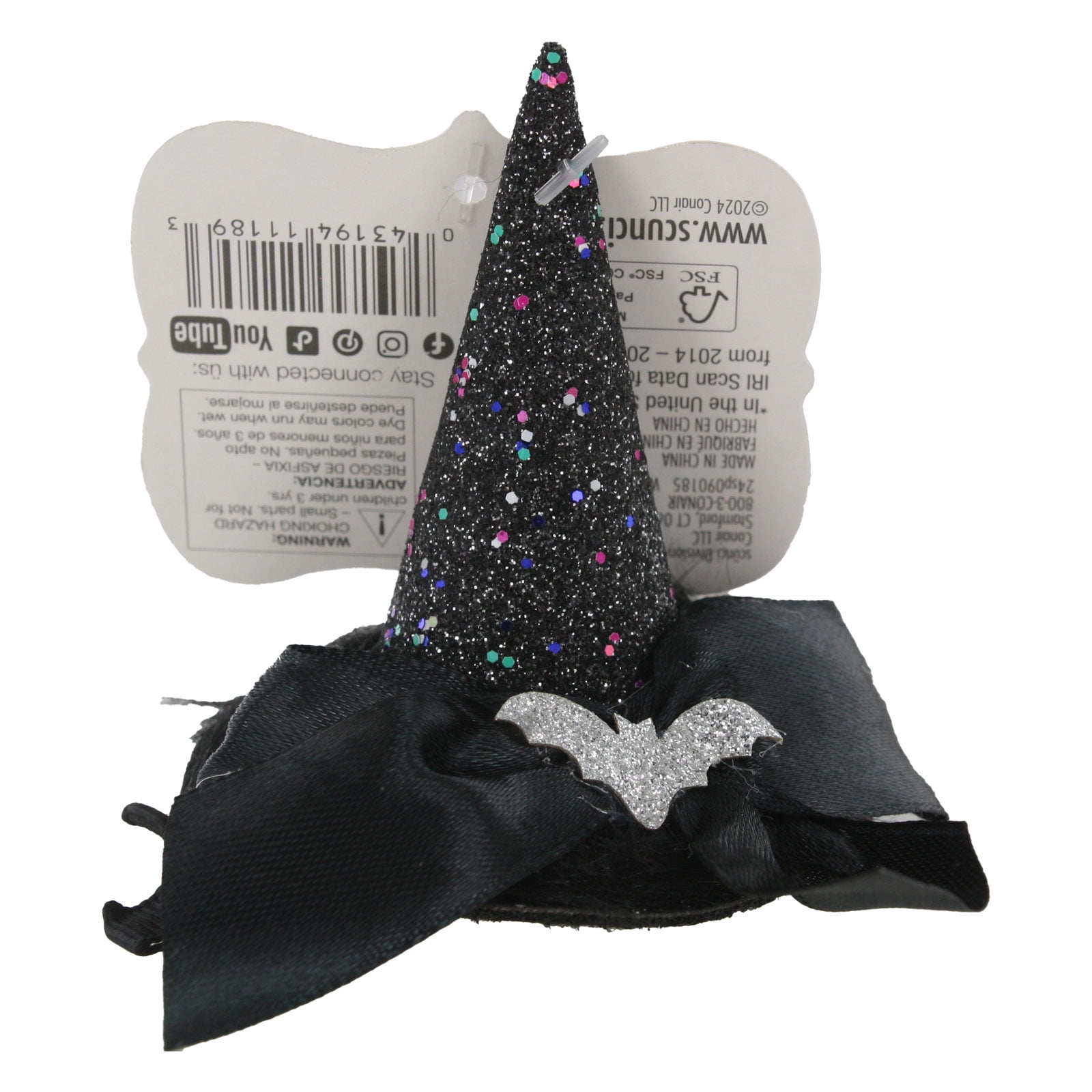 Scunci by Conair Hey Boo! Halloween Witch Hat Hair Clip with Glitter ...