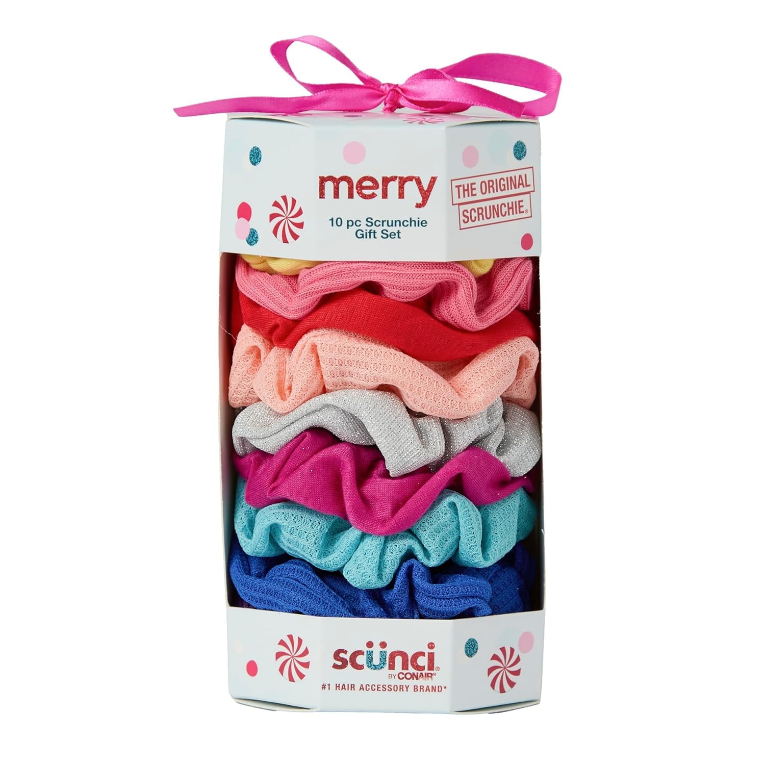 Scunci by Conair Scrunchie Gift Box, Holiday Brights, 10-Count ...