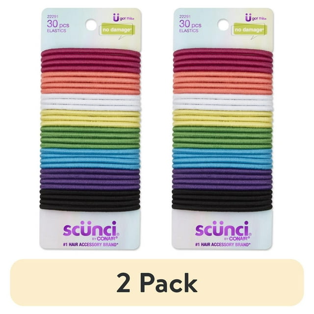 (2 pack) Scunci for Girls No Damage Elastic Ponytail Holder Hair Ties ...