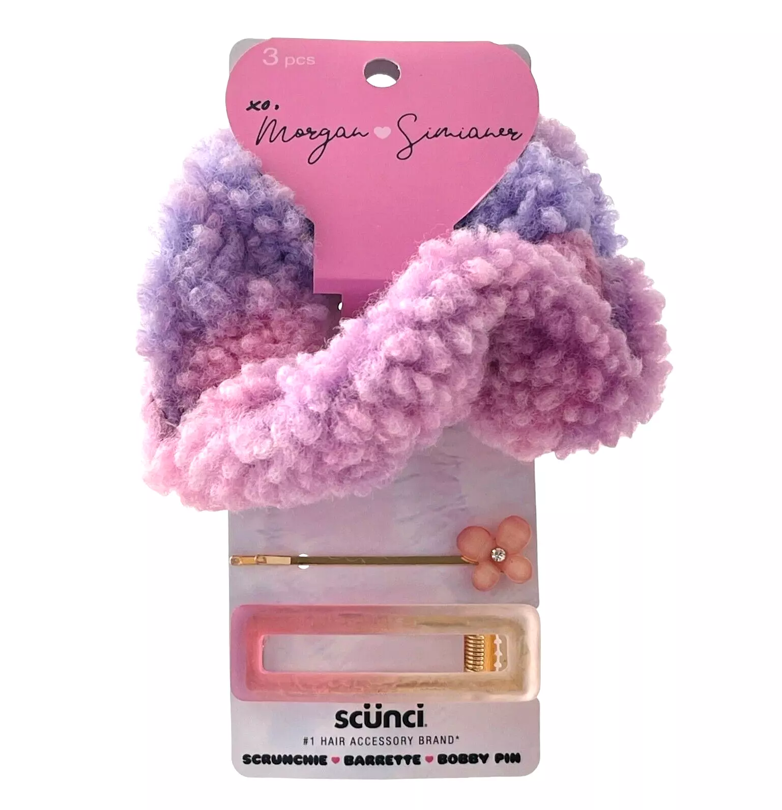 Scunci x Morgan Simianer Hair Accessory Set, 3-Piece (Purple Pink ...