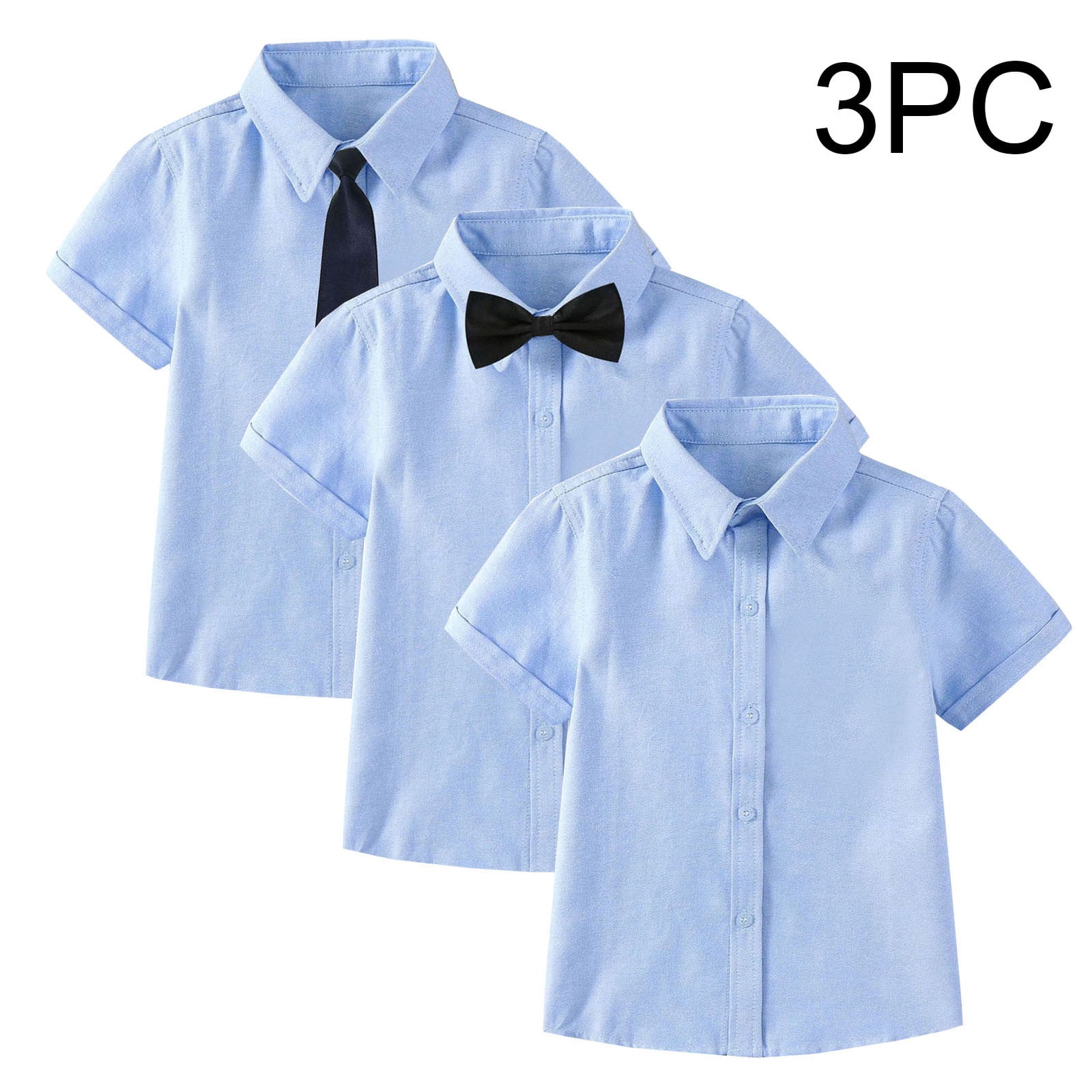 Scyoekwg 3 Pack Short Sleeve Formal Shirt Button Lapel Solid Color ...