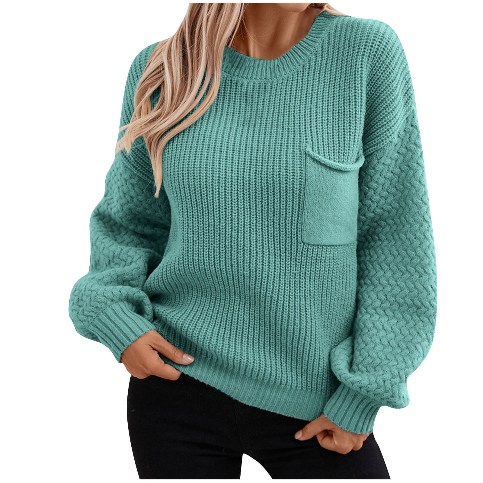 Scyoekwg Fall Sweaters for Women 2024 Knitted Sweater Warm Casual Fall ...