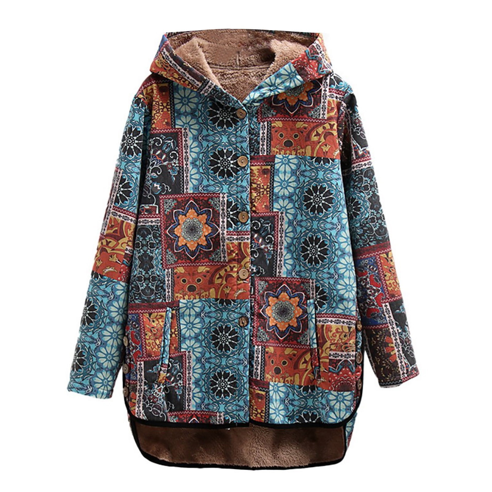Scyoekwg Fall Winter Fleece Jacket for Women Cotton and Linen Vintage ...