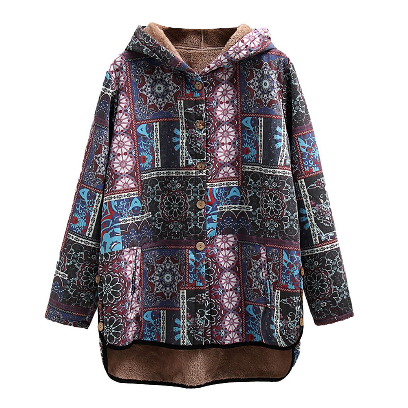Scyoekwg Fall Winter Fleece Jacket for Women Cotton and Linen Vintage ...