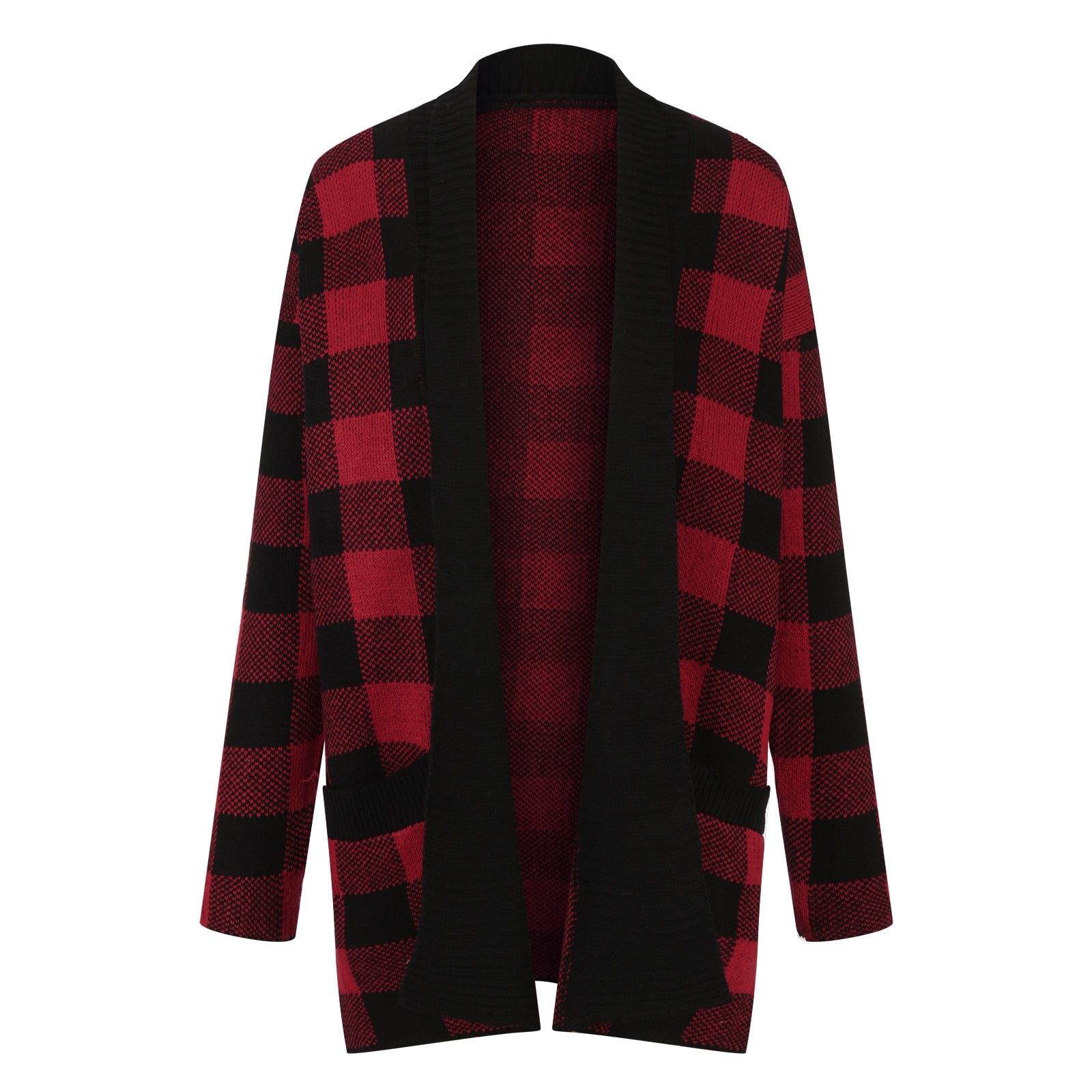Scyoekwg Plaid Cardigans for Women Plaid Print Long Sleeve Open Front ...