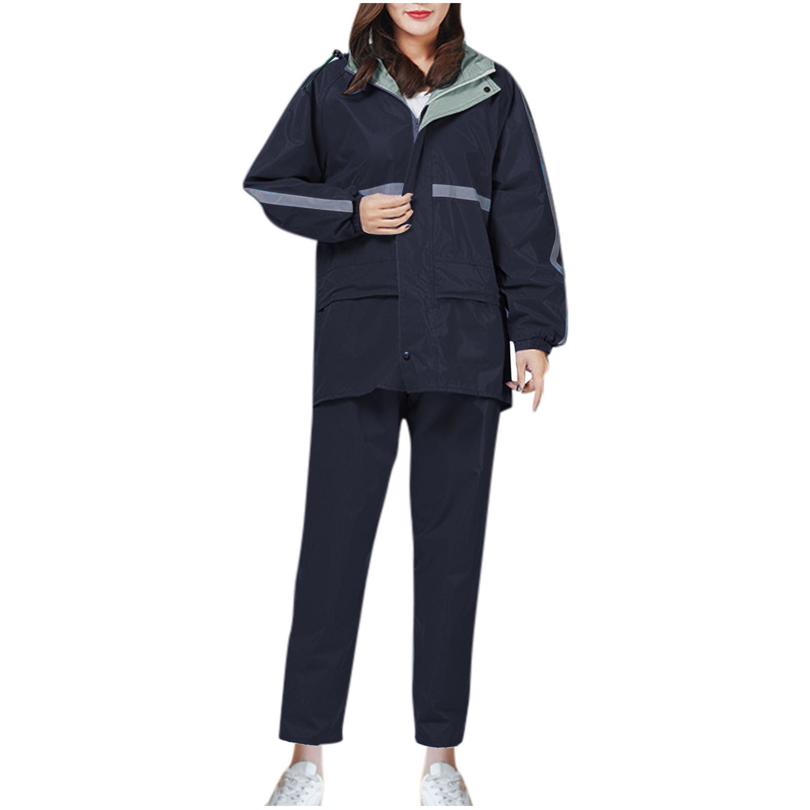 Scyoekwg Rain Suits Waterproof Raincoat Set Women's Rain Jacket Trouser Suit Two-piece Set Long ...