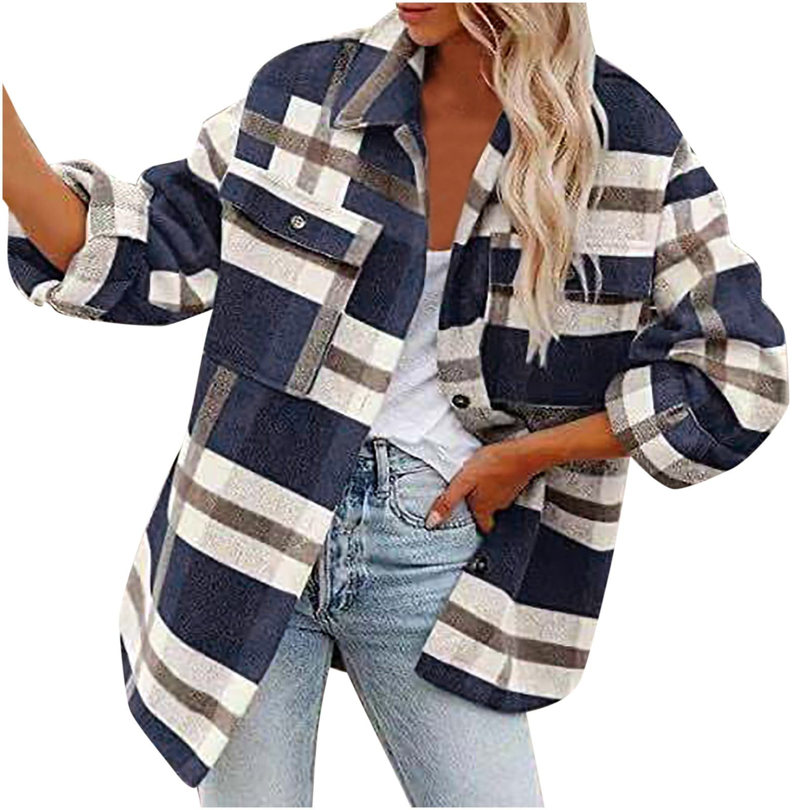 Scyoekwg Shacket Jacket Women Autunm and Winter Trendy Casual Flannel ...