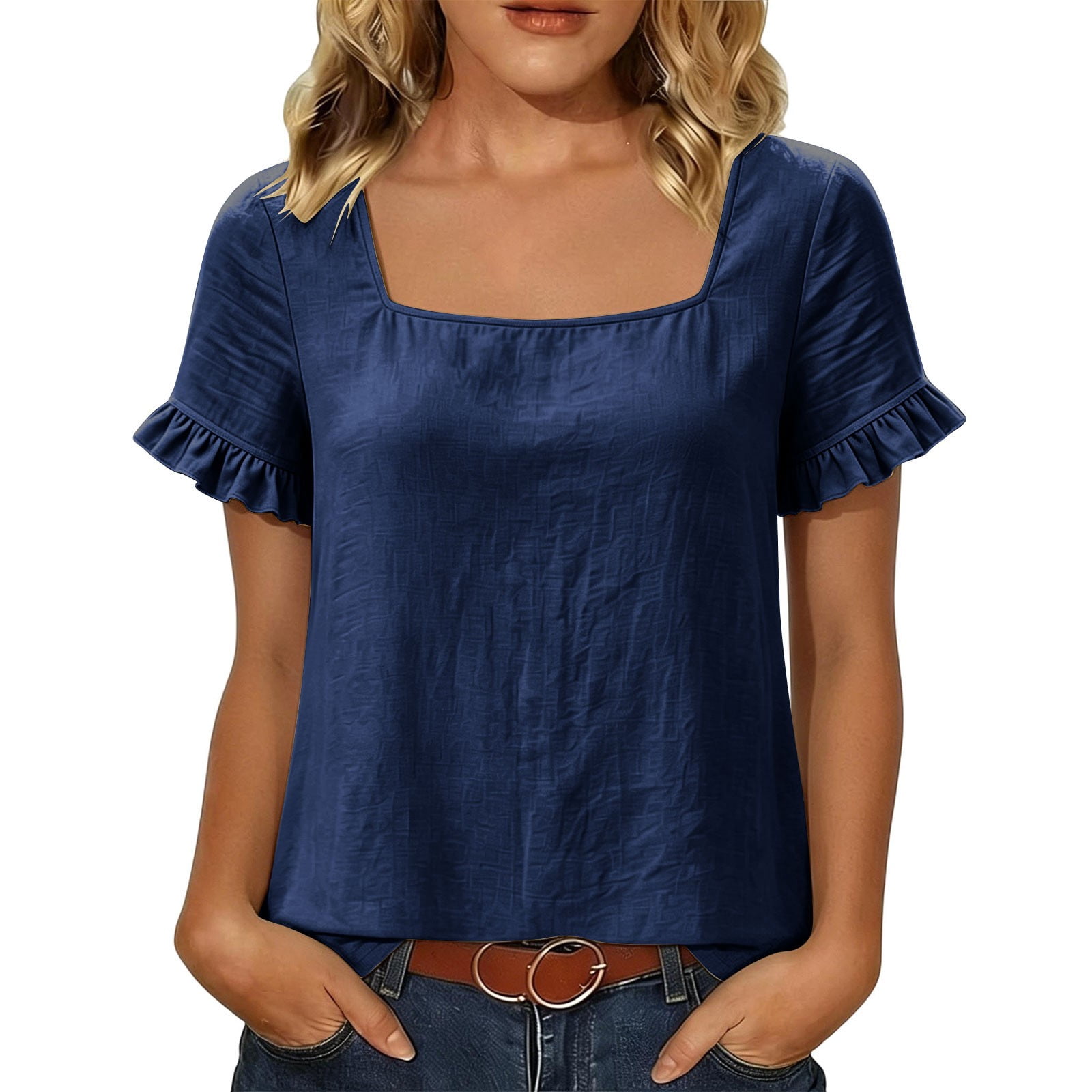 Scyoekwg Summer Blouses For Women 2026 Square Neck Short Sleeve Tops ...