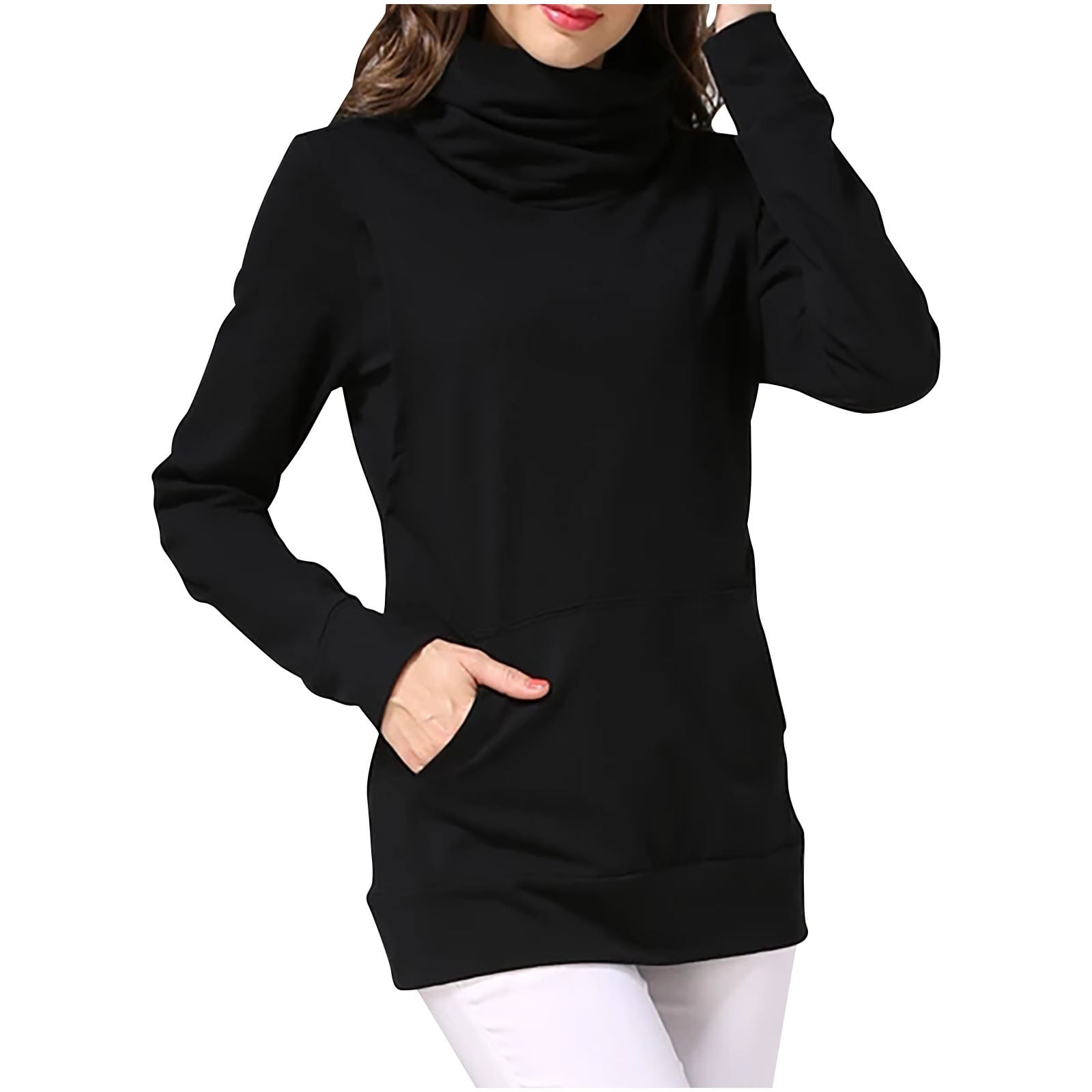 Scyoekwg Women's Maternity Tops Nursing Cowl Neck Sweatshirt Long ...