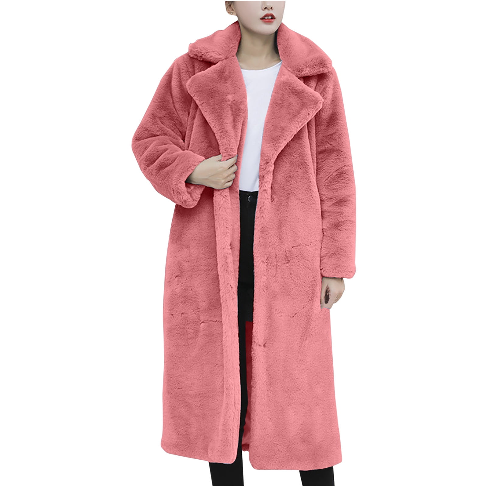 Scyoekwg Womens Coats Plus Size Button Bandage Plush Warm Jacket Medium ...