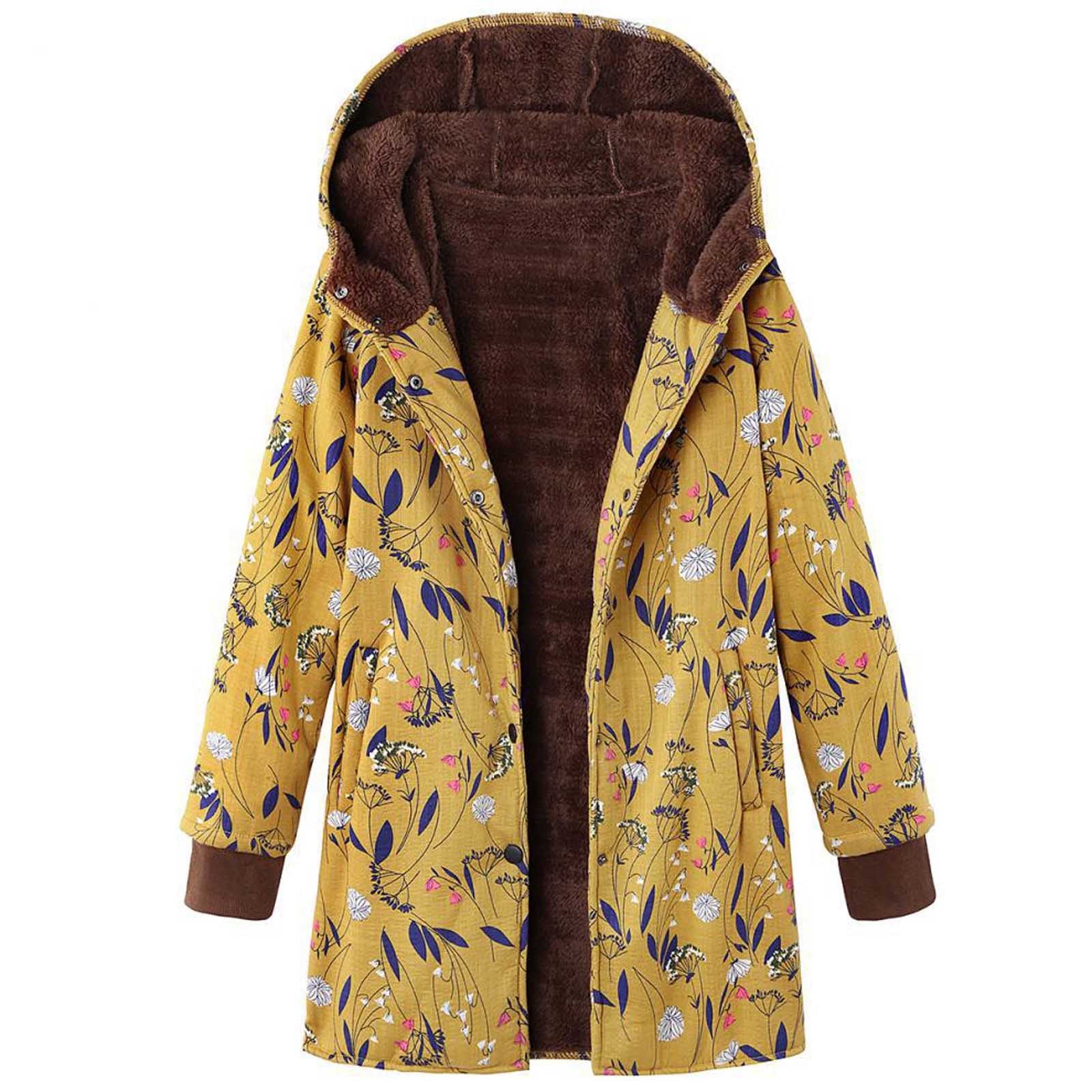 Scyoekwg Womens Jackets Winter Casual Loose Trendy Ethnic Print Jacket ...