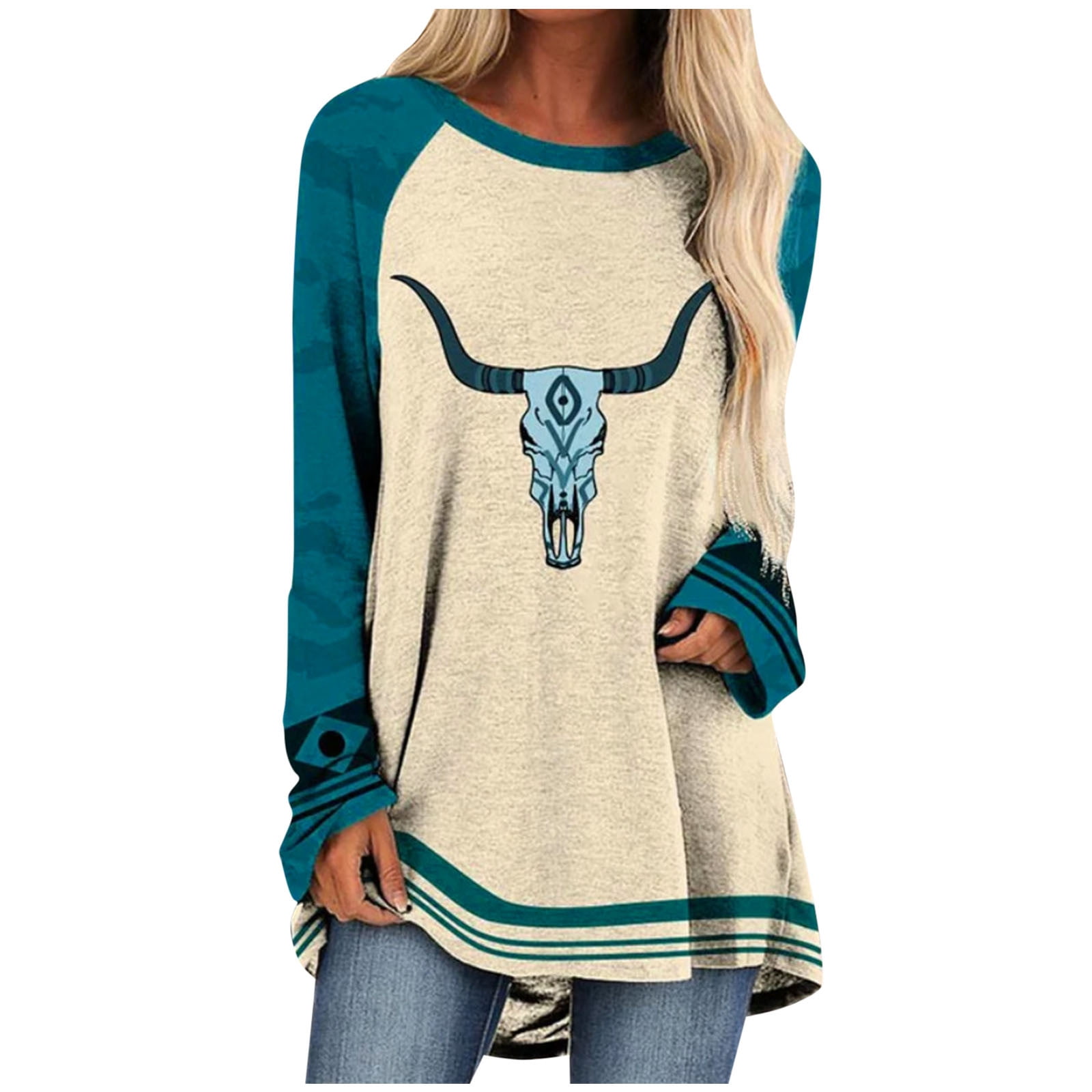 Scyoekwg Womens Long Sleeve Tee Shirt Pullover Cute Tops Crewnck