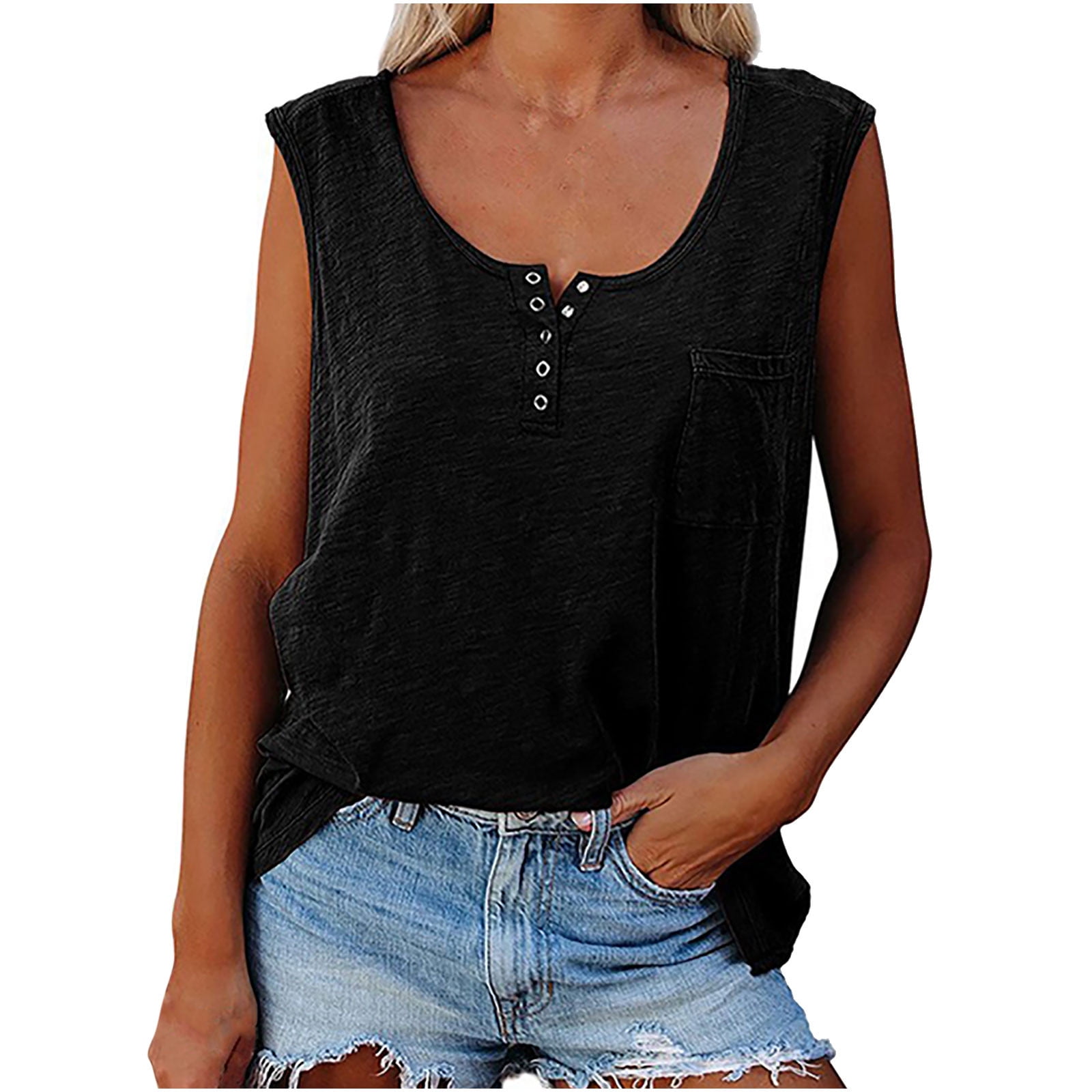 Scyoekwg Womens Summer Tops Sling Sleeveless Suspenders Casual Dressy ...