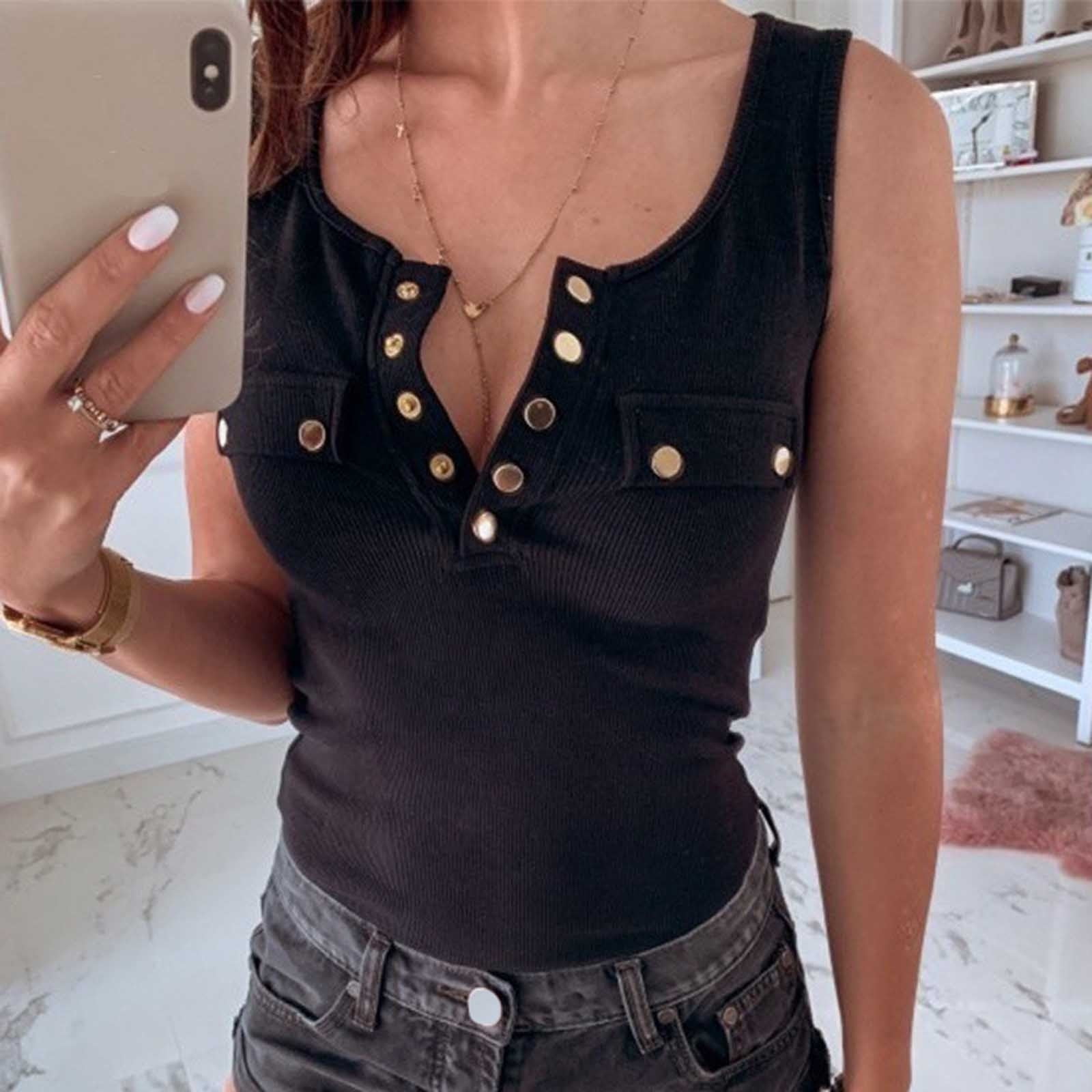 Scyoekwg Work Out Tank Tops Womens Sleeveless Loose Basic Tank Tops ...