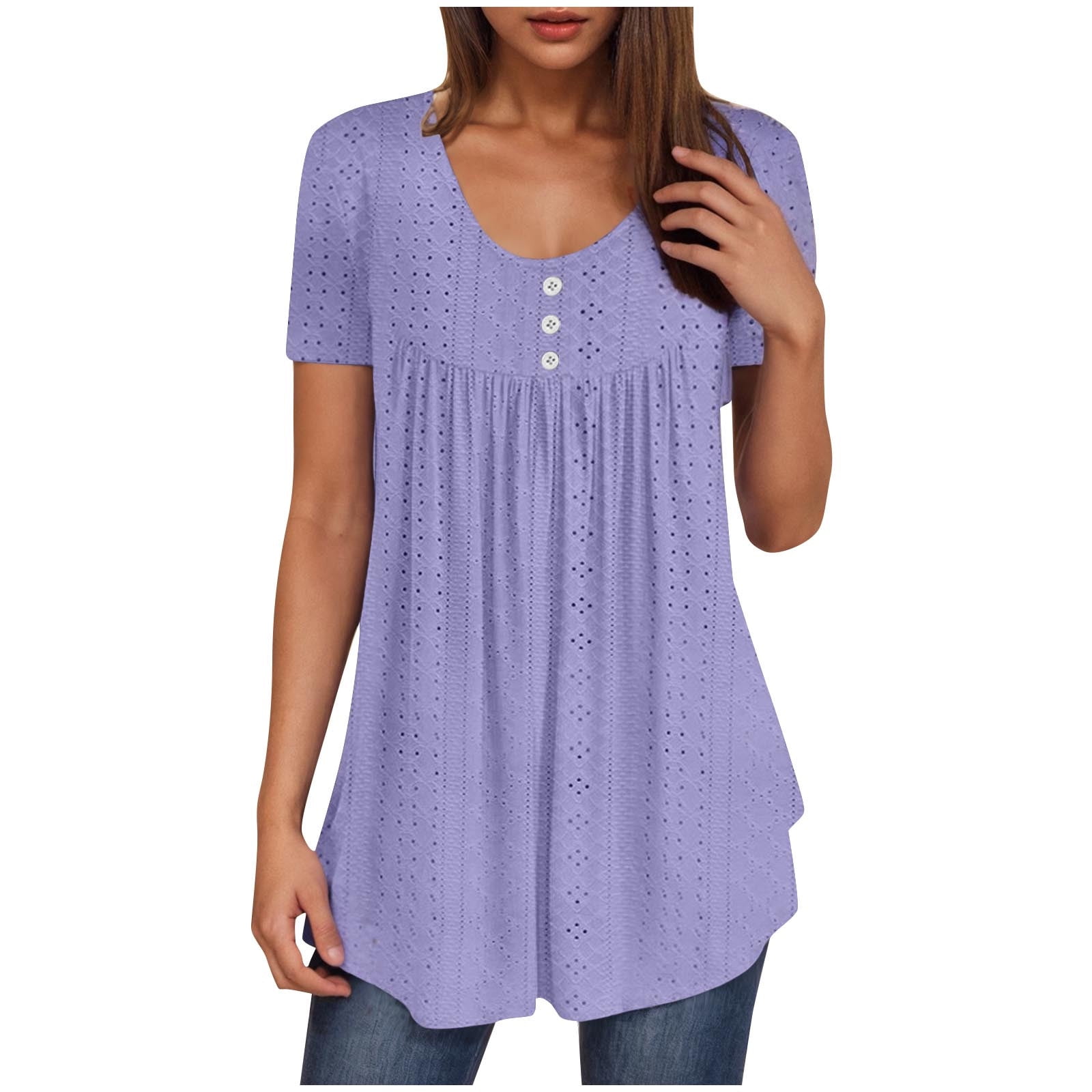 Scyoekwg Womens Short Sleeve Tops Trendy Womens Western Clothing Loose ...