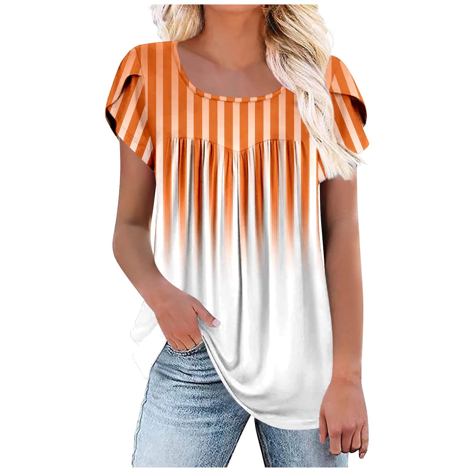 Scyoekwg Womens Tops Summer Tunic Shirts Trendy Short Sleeve Cute Long ...