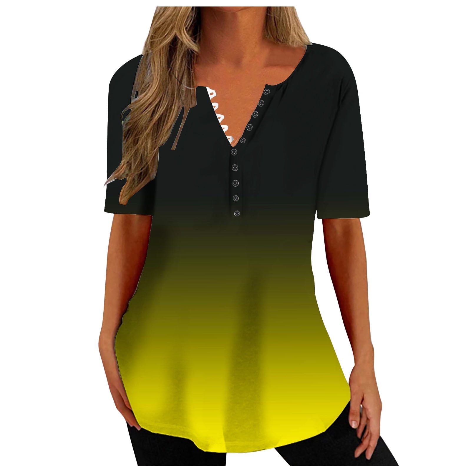 Scyoekwg Womens Trendy Tunic Tops To Wear With Leggings Short Sleeve ...