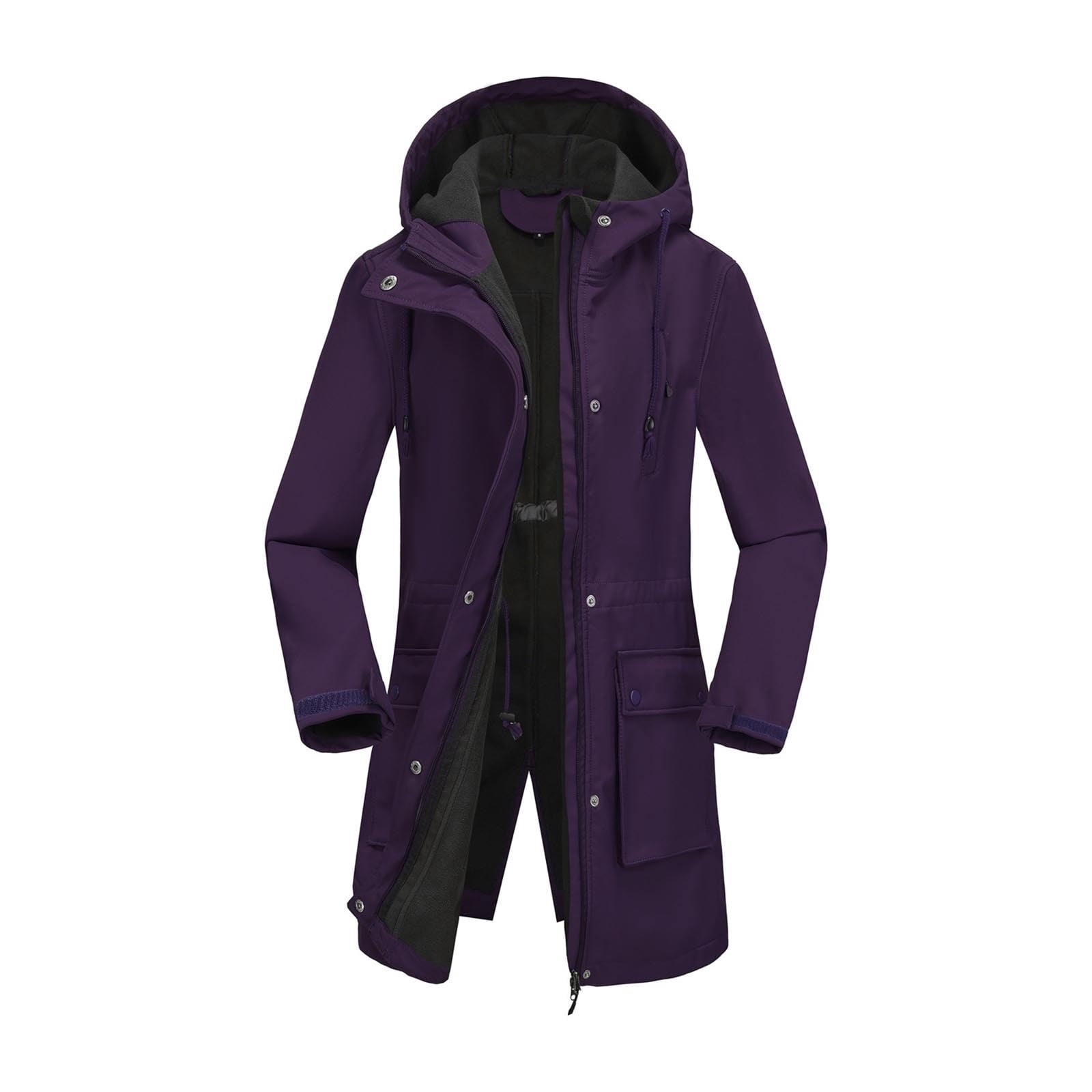 Scyoekwg Womens Waterproof Rain Jacket Fleece Lined Rain Coats With ...