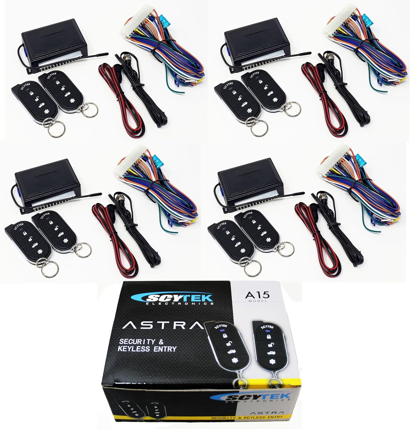 Scytek A15 Keyless Entry Car Alarm Security System, 2 Key Fob 4 Door ...