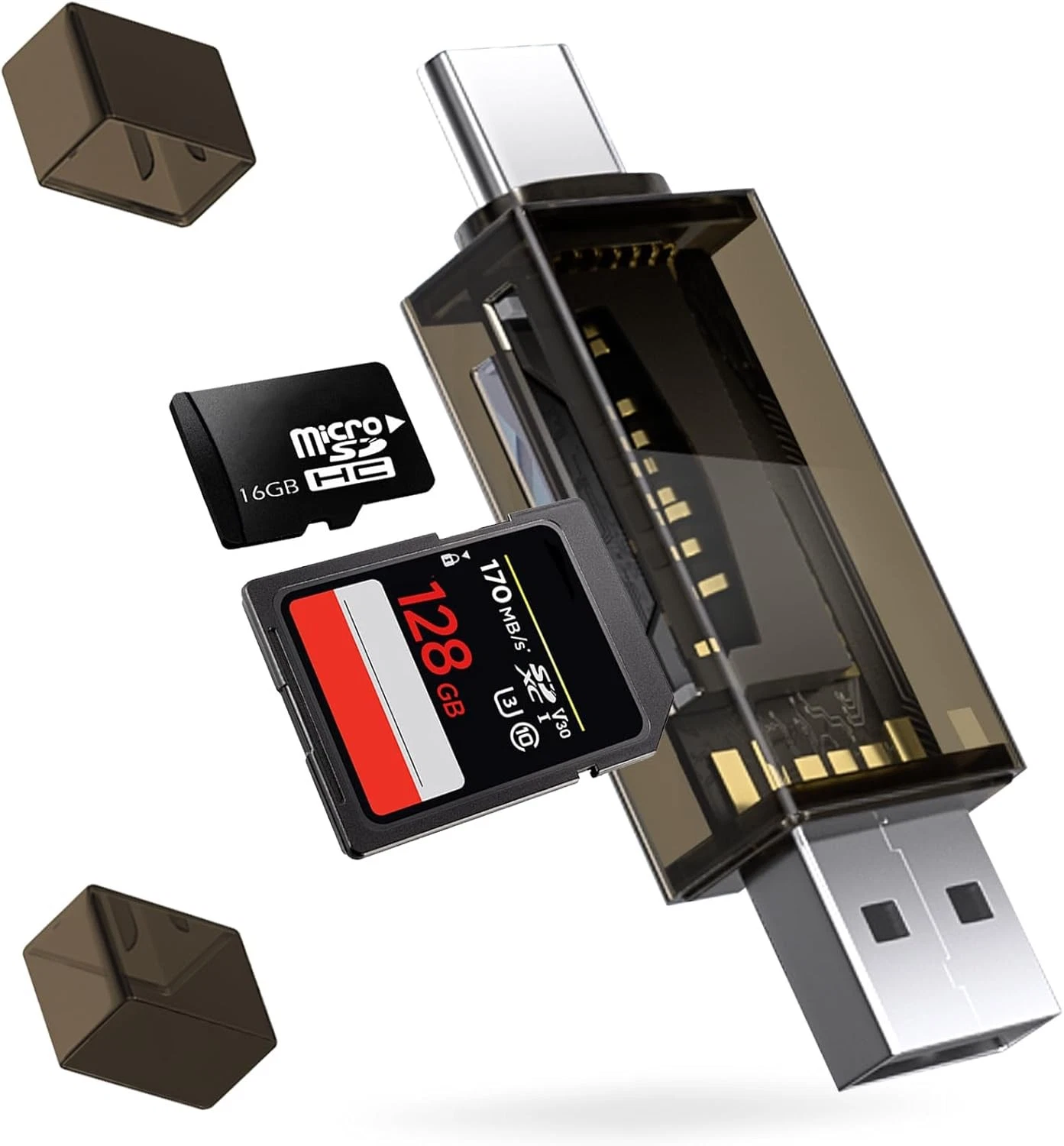Sd Card Reader, Qimkero Dual Connector Usb 2.0/Usb-C Memory Cardreader ...