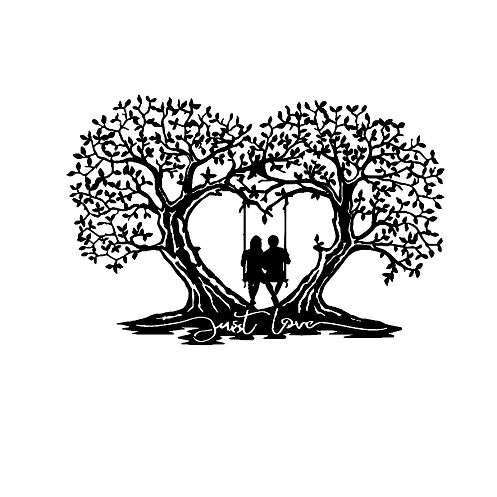 Sdcart Intertwined Lovers Tree Metal Wall Art - Romantic Silhouette ...