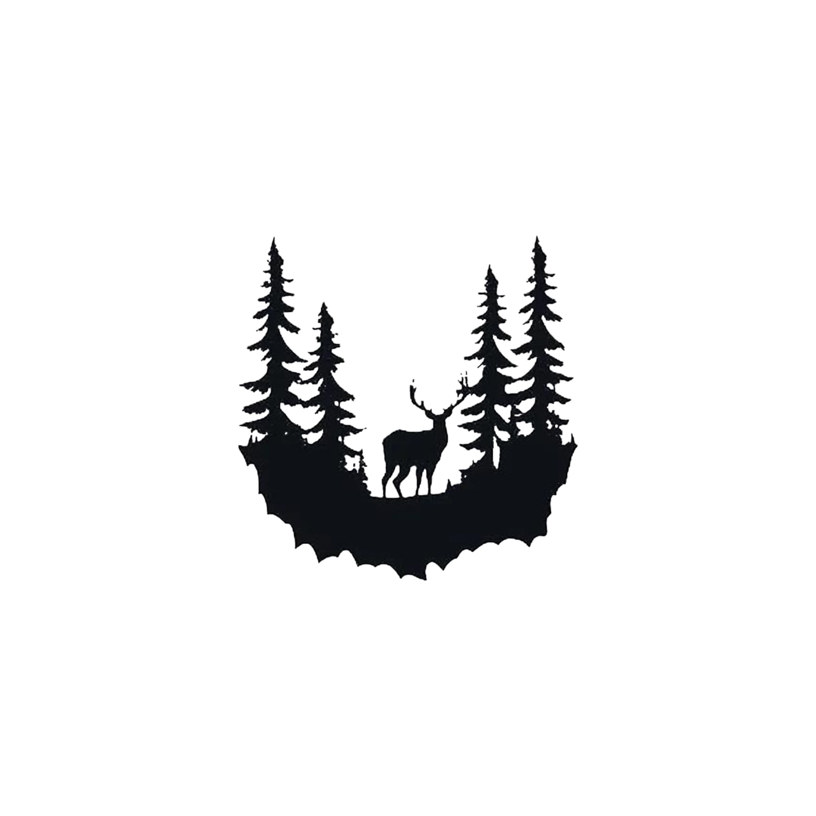 Sdcart Woodland Deer Silhouette Iron Wall Art - Forest Scene Metal ...