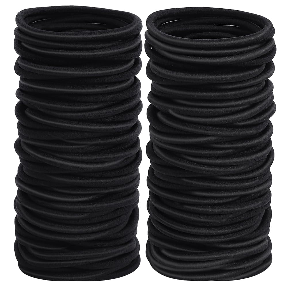 Sderoq 100pcs Womens Elastics OLF24 Hair Tie, 4MM Black Ponytail ...