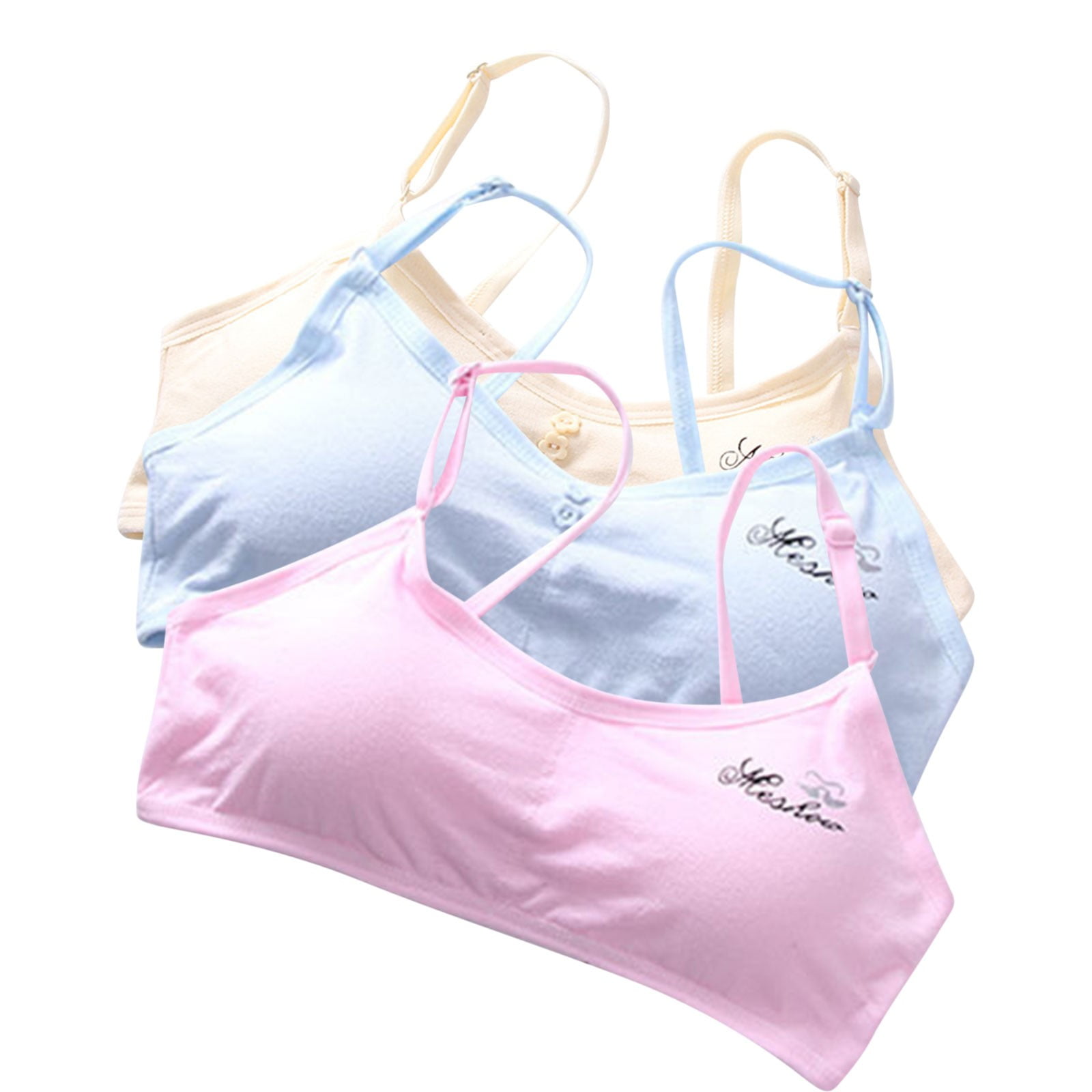Sdeycui 3PC Women's Spaghetti Strap Cotton Bras Pull Over Sports Bra ...