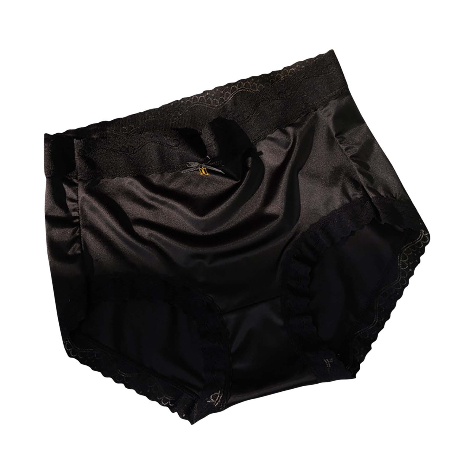 Sdeycui Women Satin Lace Trim Panties Plus Size No Show Underwear Ice ...