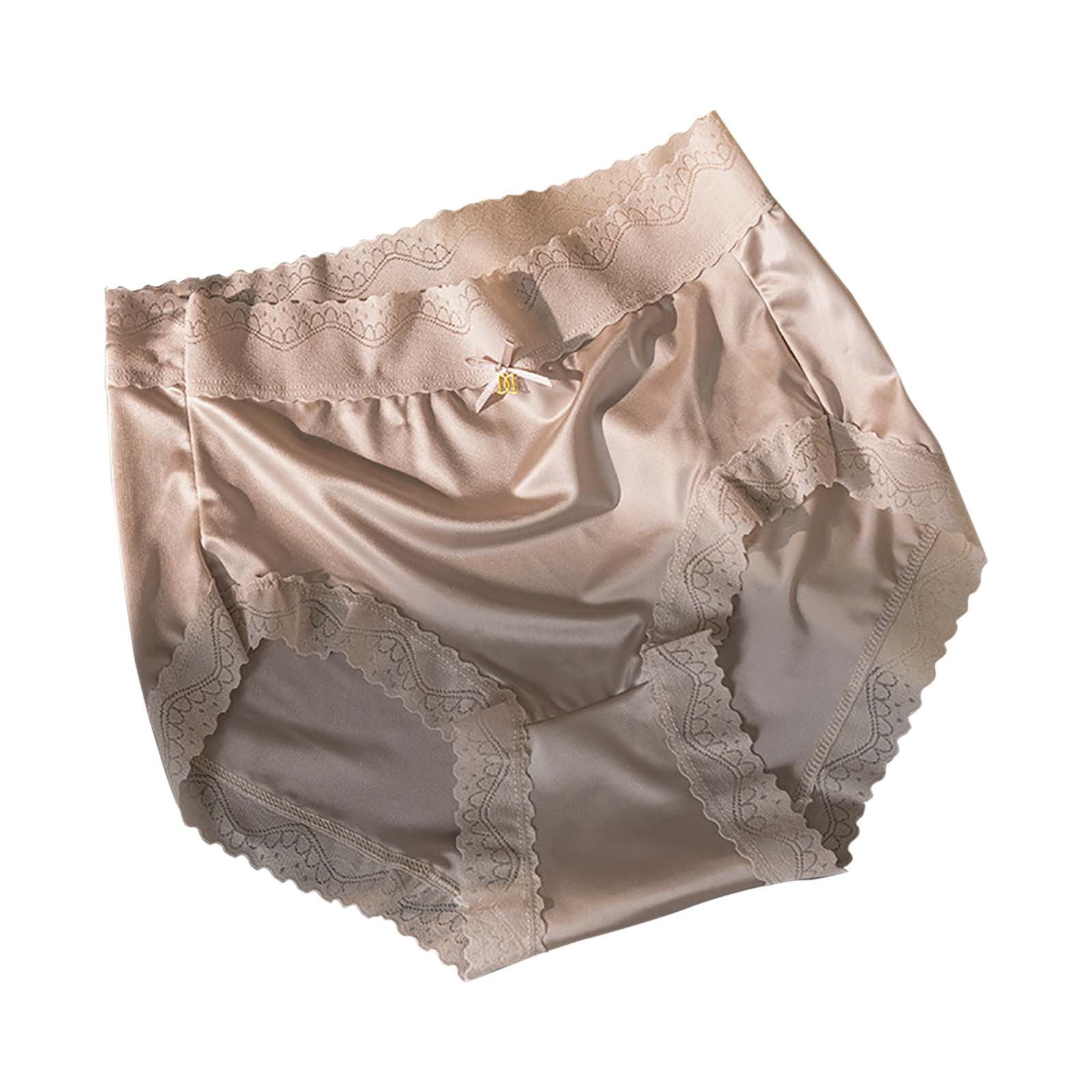Sdeycui Women Satin Lace Trim Panties Plus Size No Show Underwear Ice ...