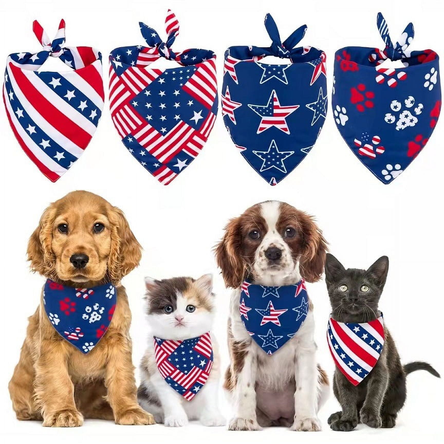 Sdmnsg-T 4 Pack 4th of July Dog Bandana,American Flag Pet Bandana Scarf ...