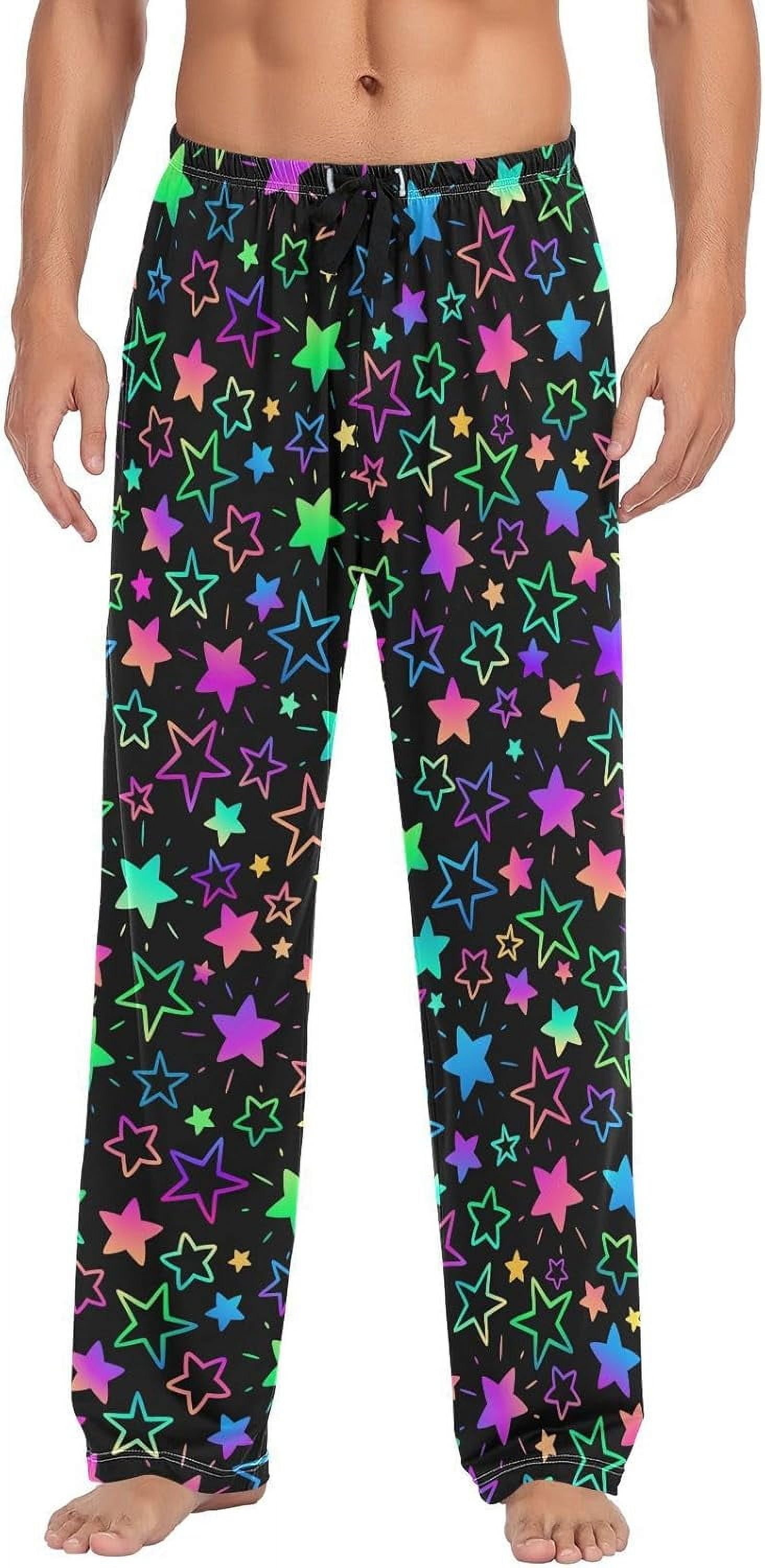 Sdmnsg-T Bright Neon Stars Pajama Pants Mens Lounge Pants Soft Pajama ...
